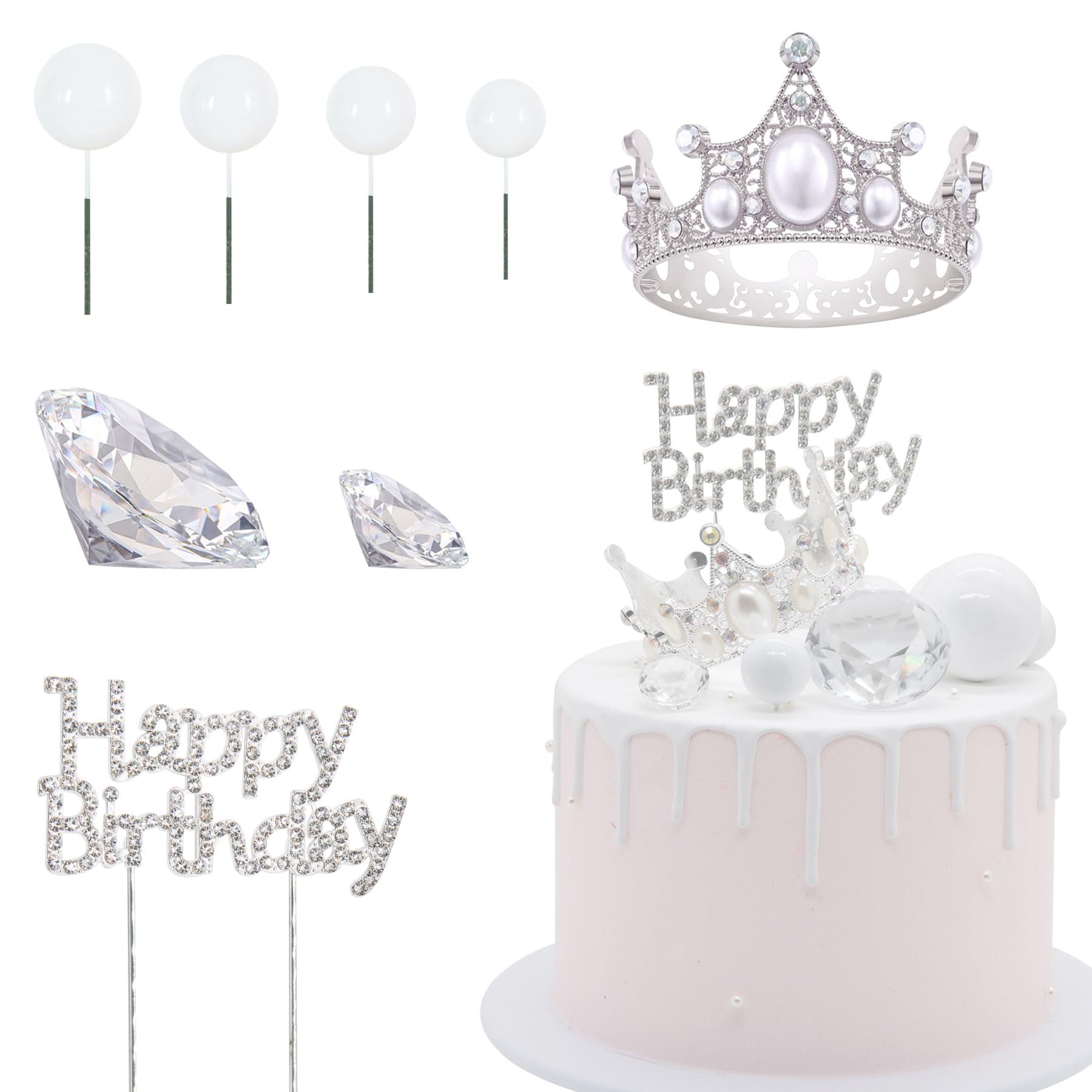 Knana 24Pcs Crown Cake Topper Crown Cake KMC2Decorations Diamond Cake ...
