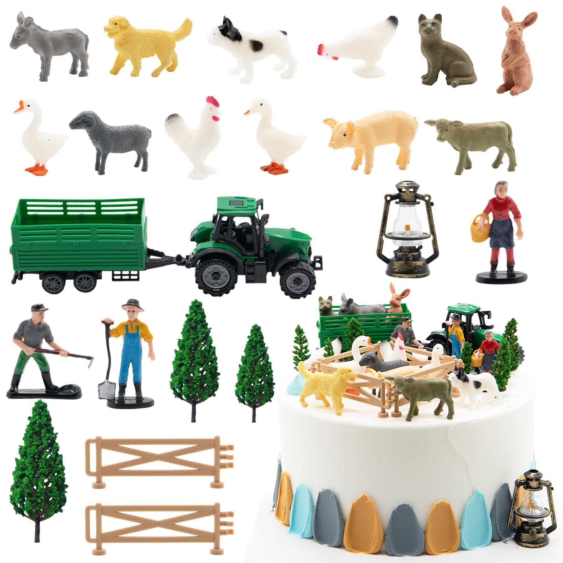 Knana 27Pcs Mini Farm Animal Cake Topper KMC2- Farm Themed Cake ...