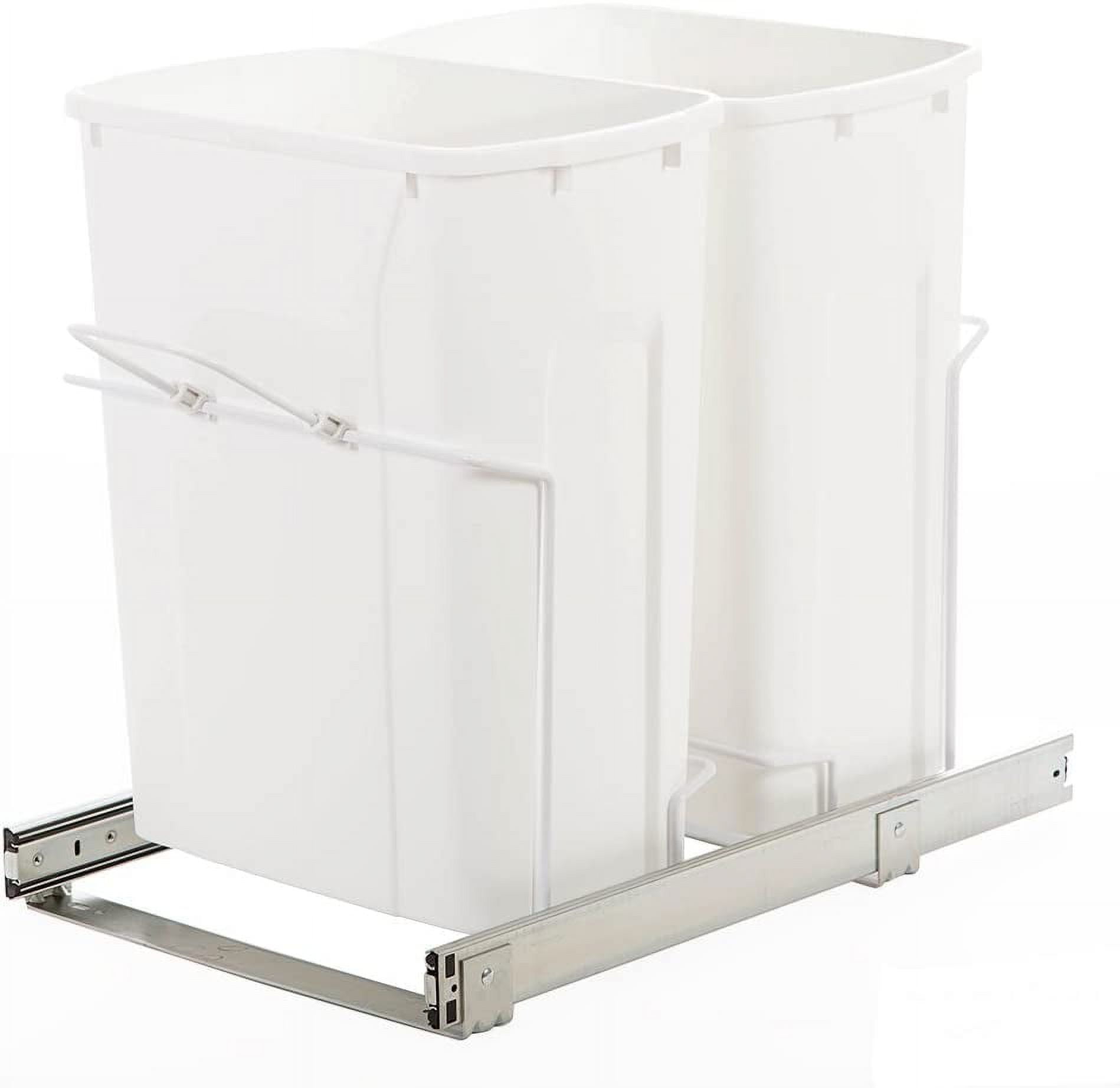 Knape & Vogt SBM15-2-35WH Cabinet Bottom Mount Pull Out Trash Can, 18.8 ...