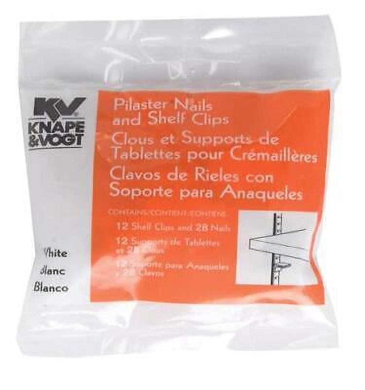 Knape & Vogt White Steel Pilaster Nails and Shelf Clips 23 Ga. 25 lb ...