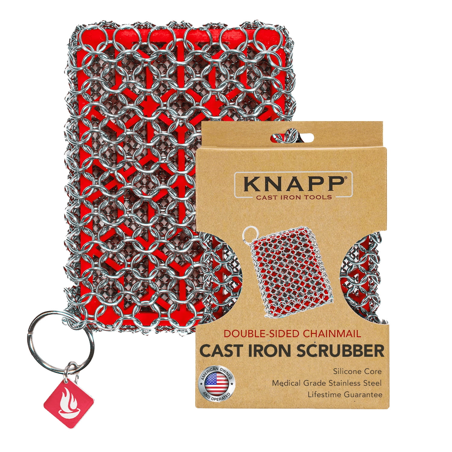 Knapp Made Combo Chainmail Cast Iron Scrubber with Silicone Core ...