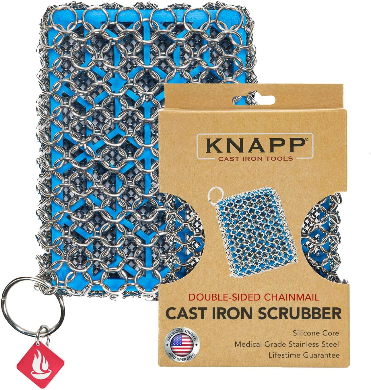 Knapp Made Combo Chainmail Cast Iron Scrubber with Silicone Core ...