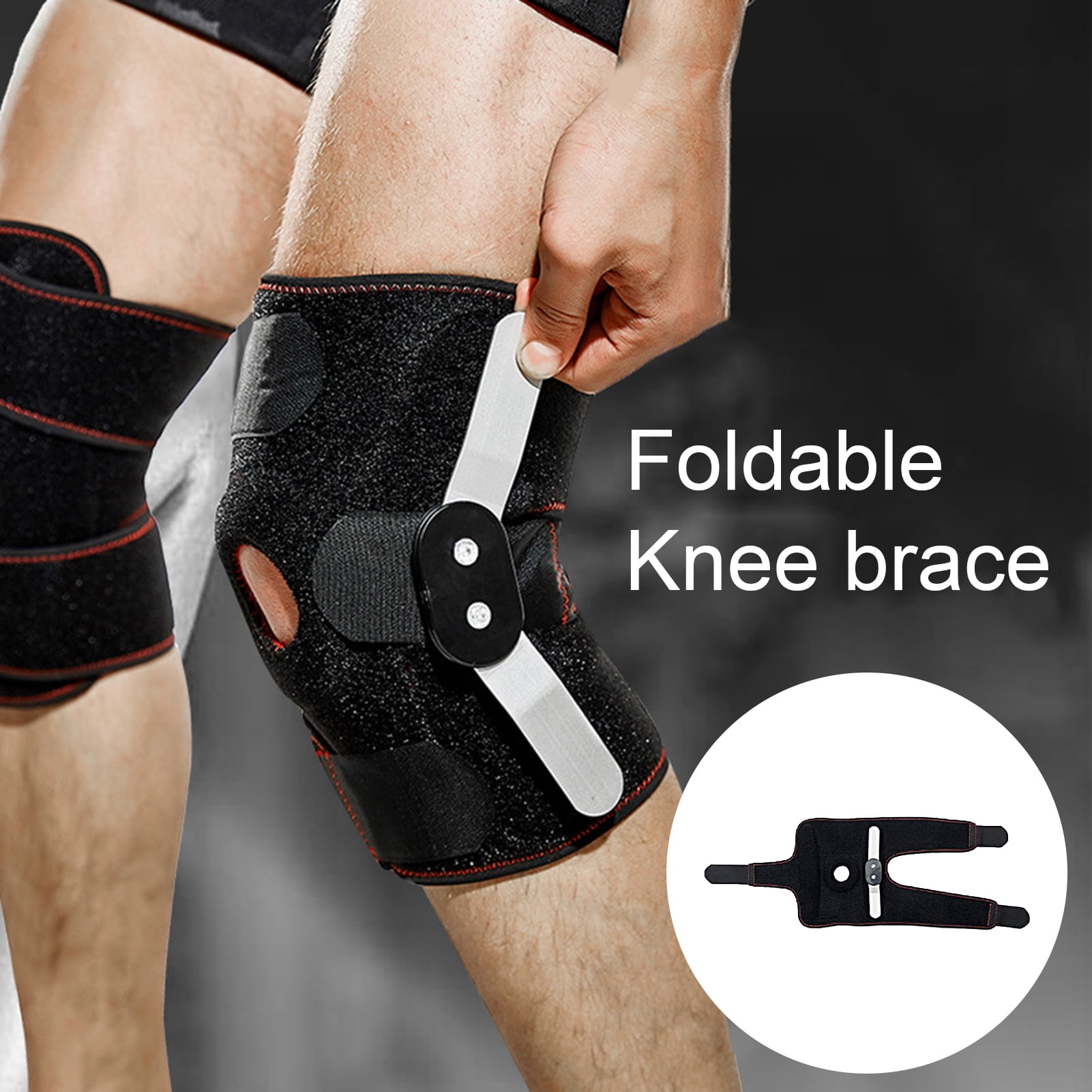Knee Brace - Adjustable Hinged Knee Patella Support Brace Sleeve Wrap ...