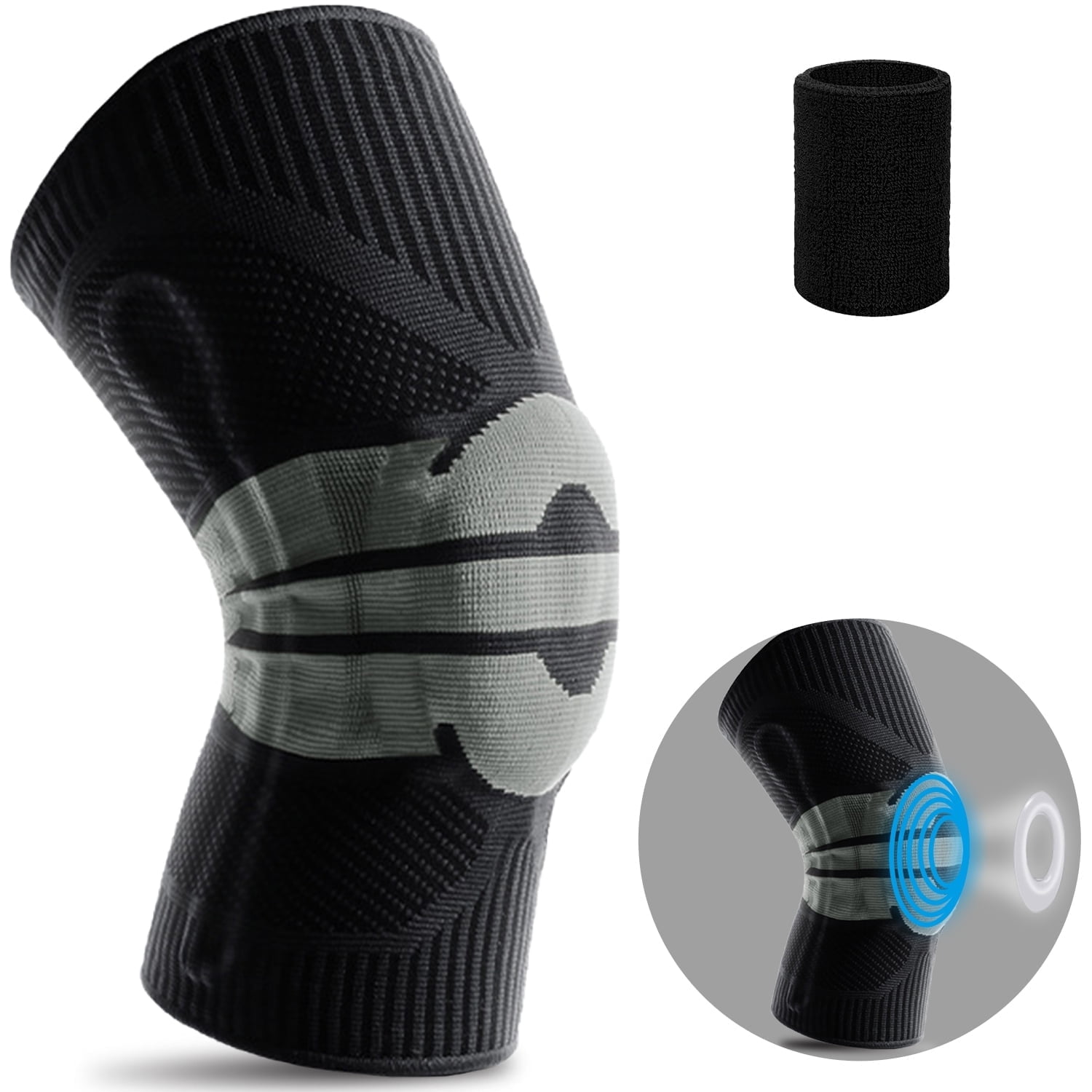 Knee Brace Knee Compression Sleeves for Men Women with Patella Gel Pads ...