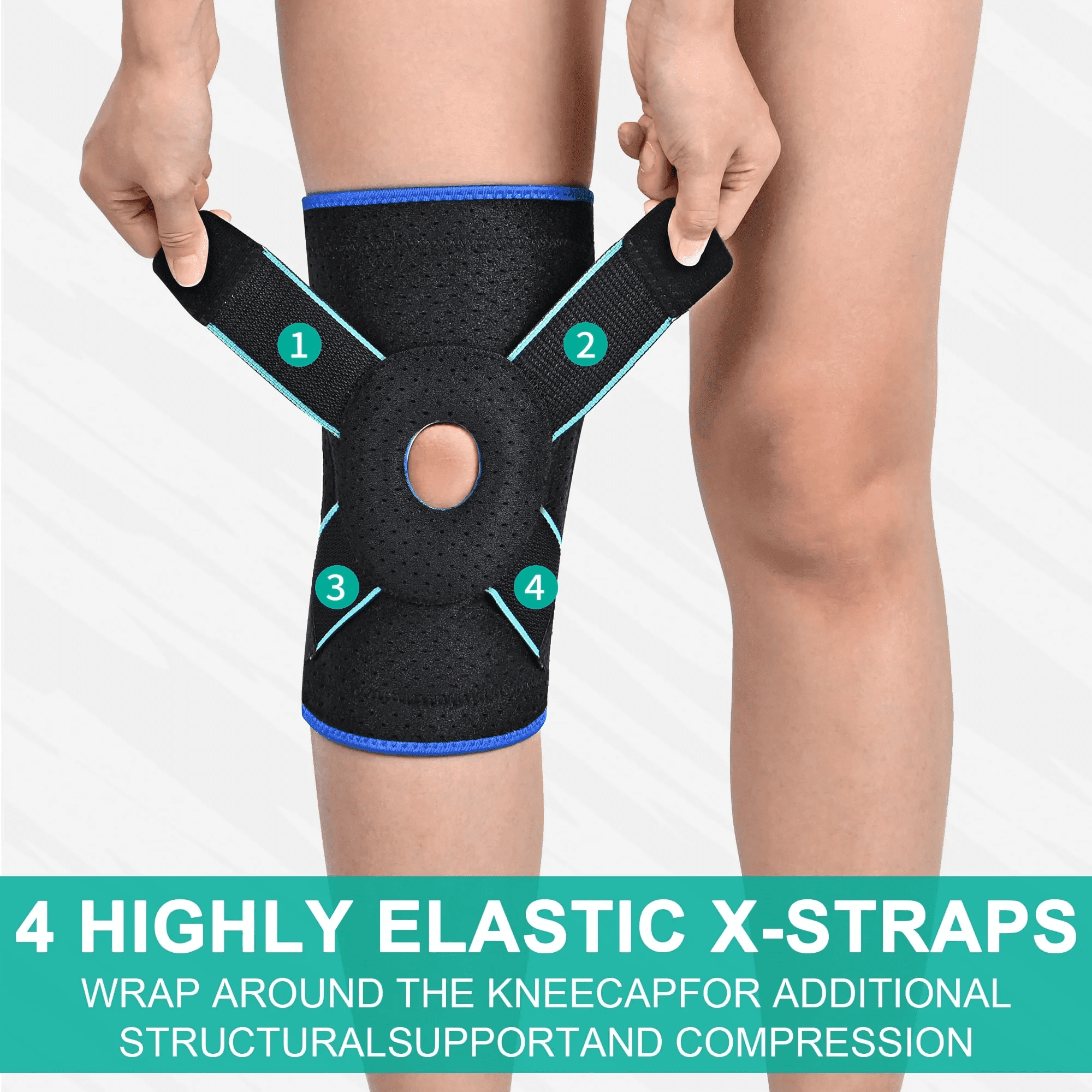 Adjustable Compression Knee Support with Stabilizers & Patella Gel Pads ...