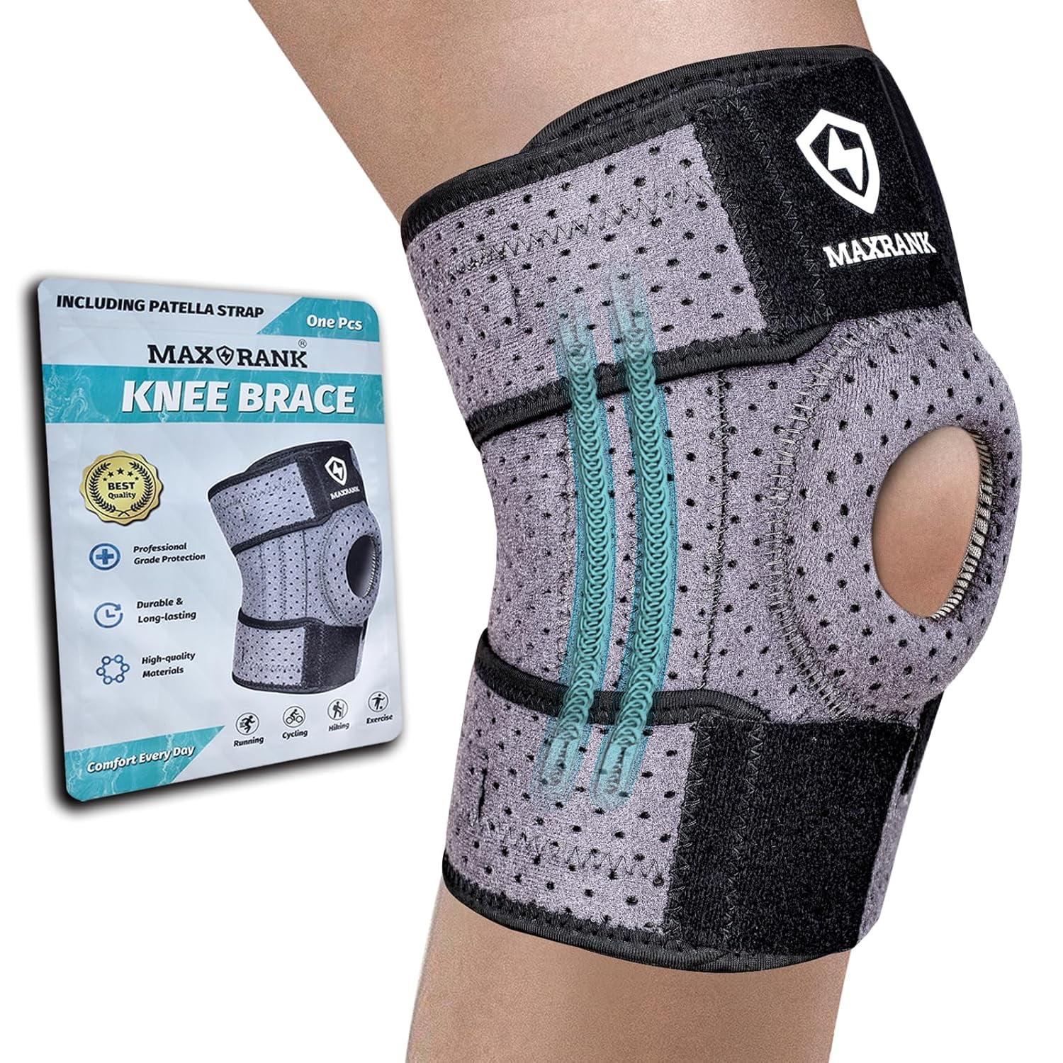 Knee Brace with Side Stabilizers - Adjustable Knee Support with Patella ...