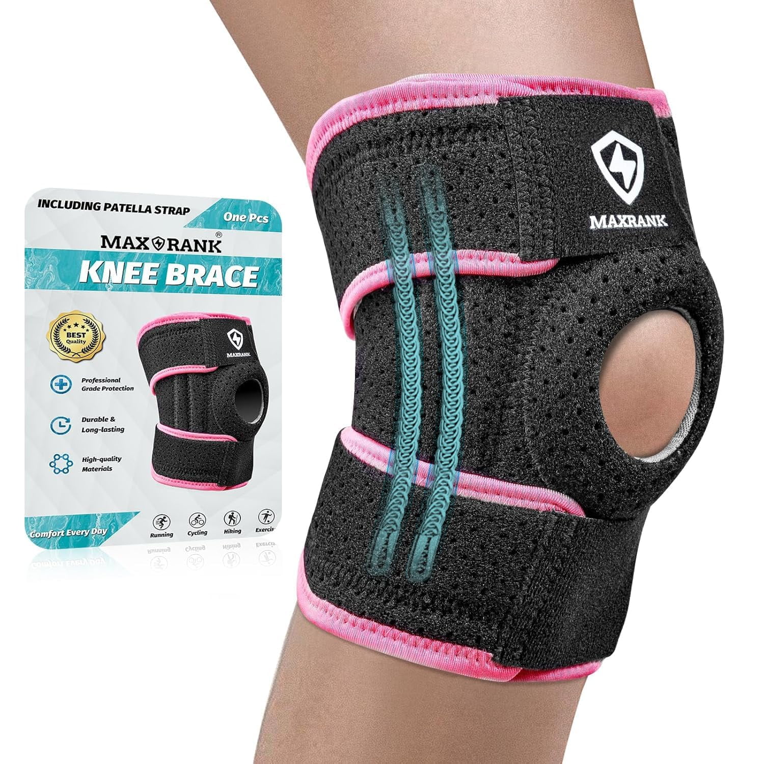 Knee Brace with Side Stabilizers - Adjustable Knee Support with Patella ...