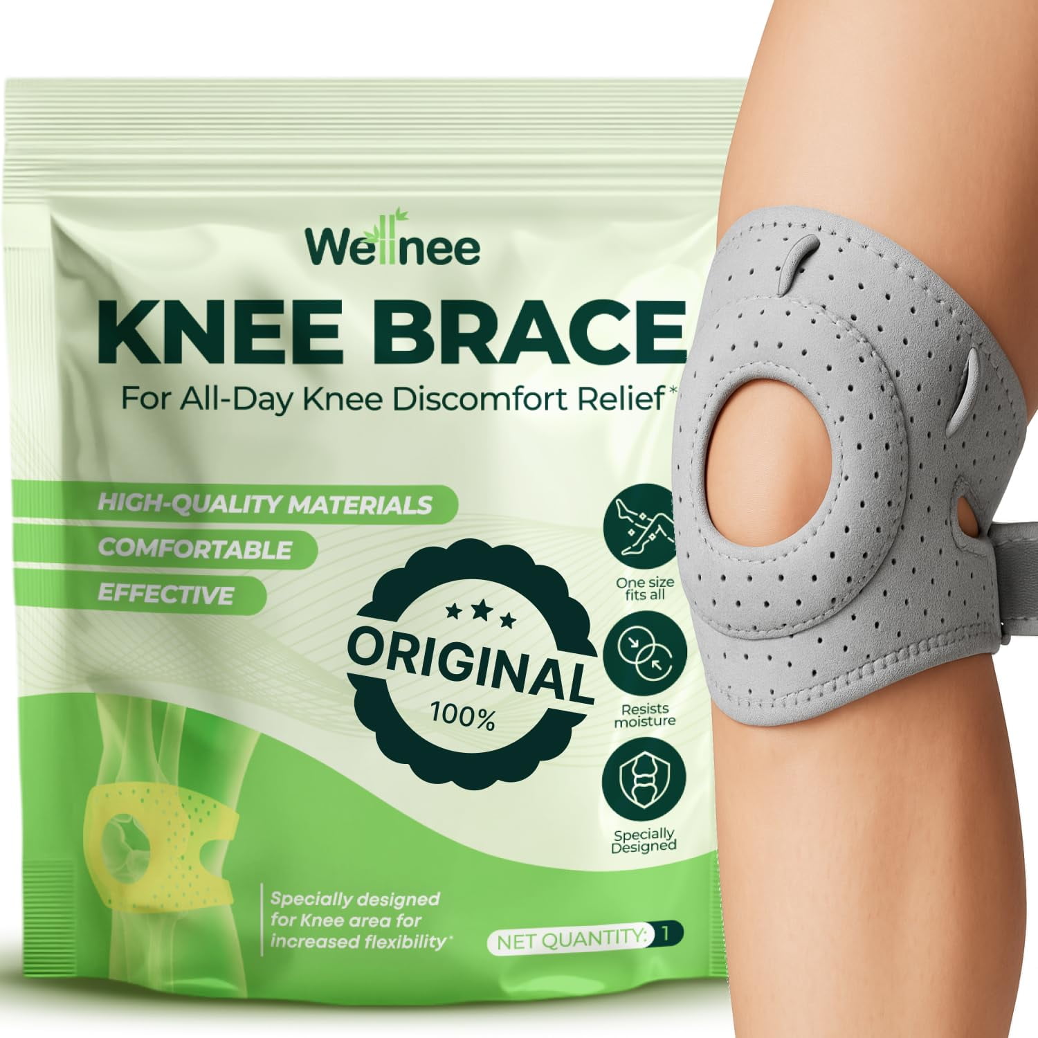 Knee Brace with Silicone Padding - Compression Sleeve for Men & Women ...