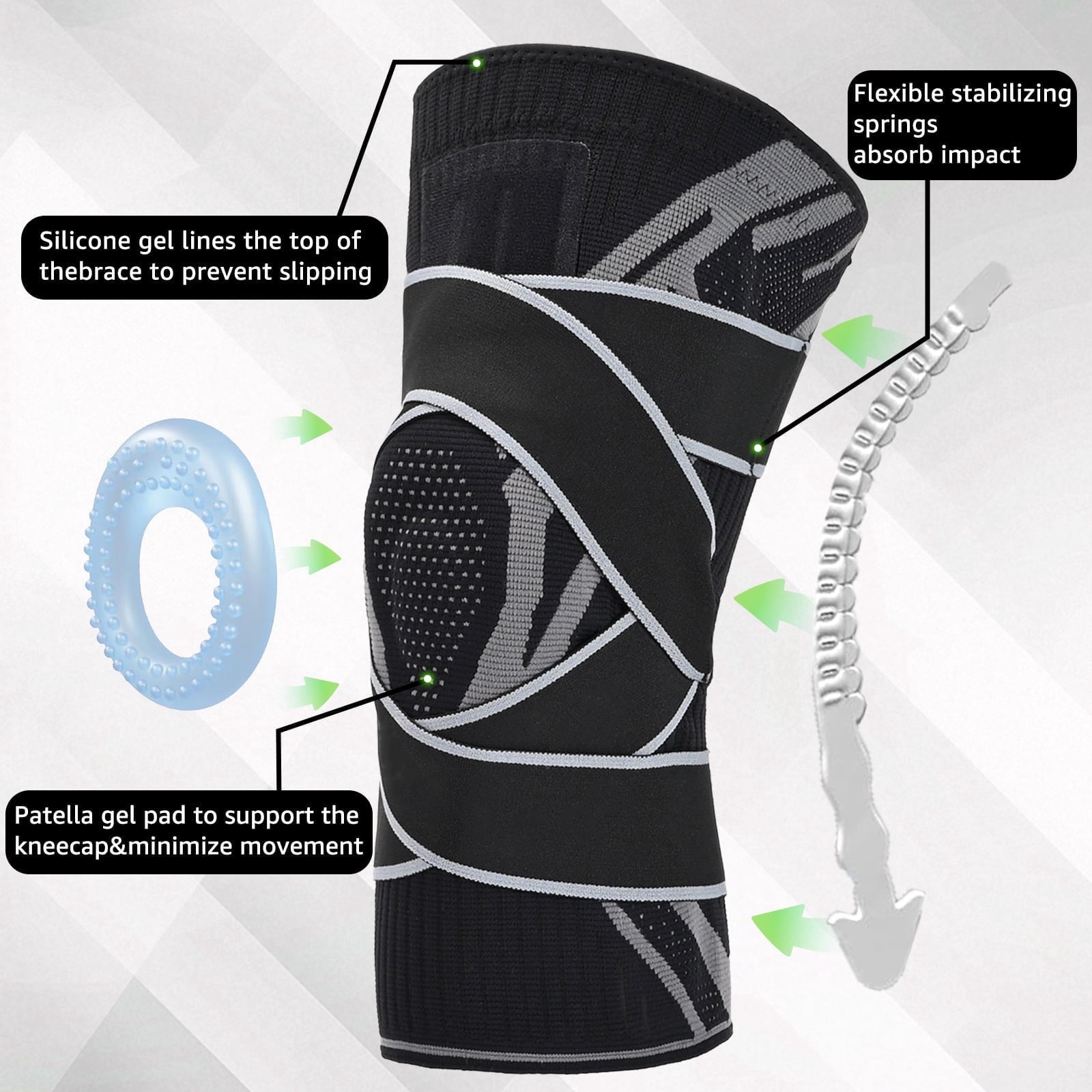 Knee Brace Sleeve Support for Men & Women， Knee Compression for ...