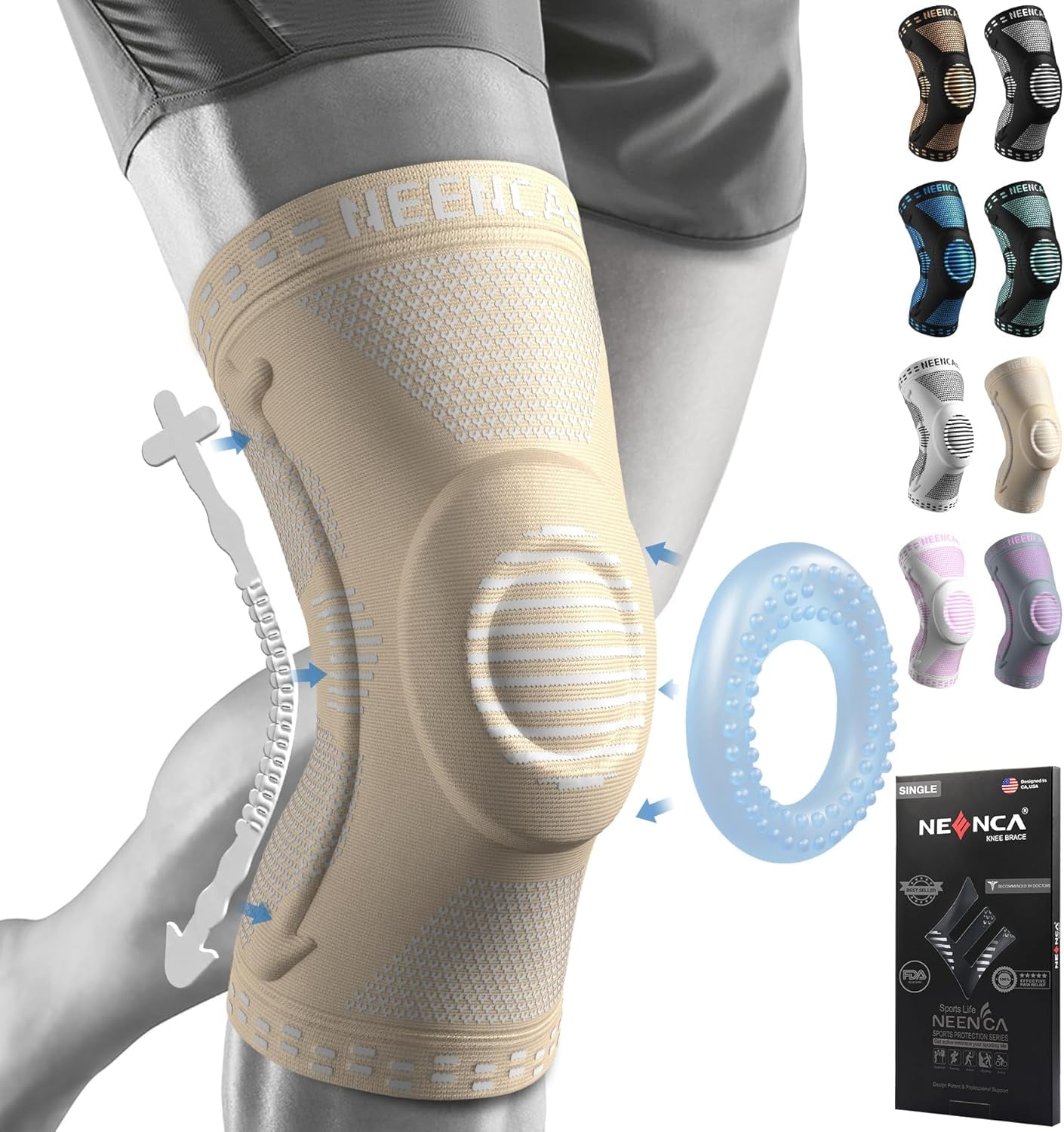 Knee Brace for Women & Men, Medical Knee Support with Patella Pad ...