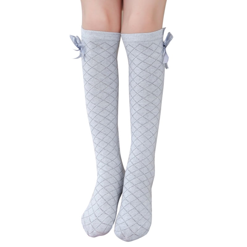 Knee High Girls Socks for Kids Children Golf Cotton Bow Long Tube ...