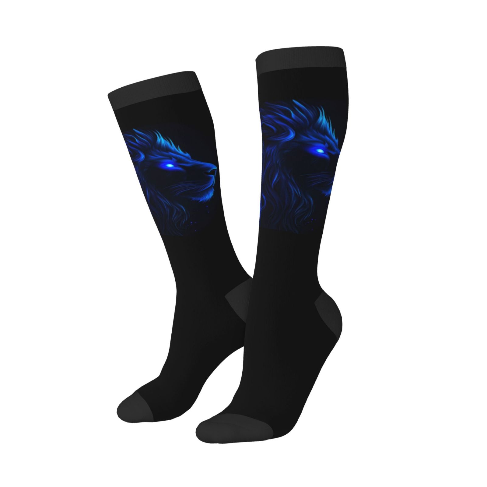 Knee High Socks for Men and Women, Blue Fire Lion Althletic Compression ...