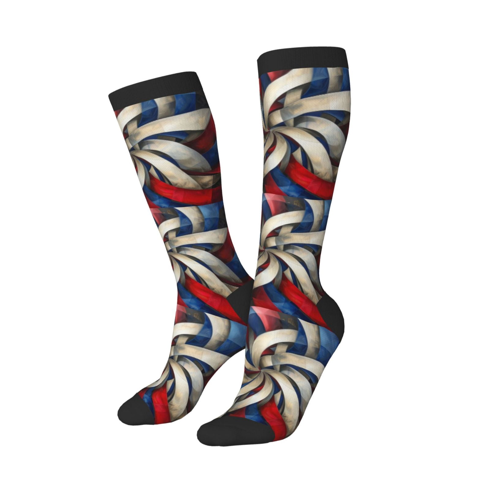 Knee High Socks for Men and Women, Blue Red Abstract Fractal Althletic ...