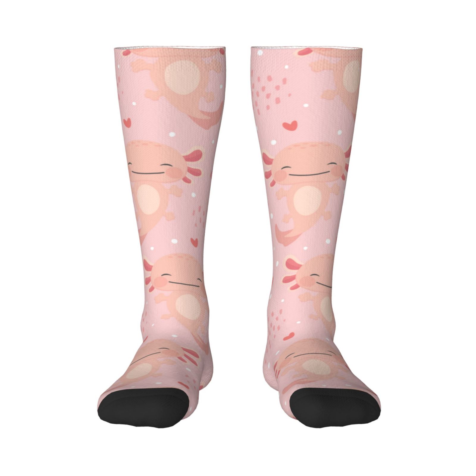 Knee High Socks for Men and Women, Cartoon Cute Axolotl Pink Althletic ...
