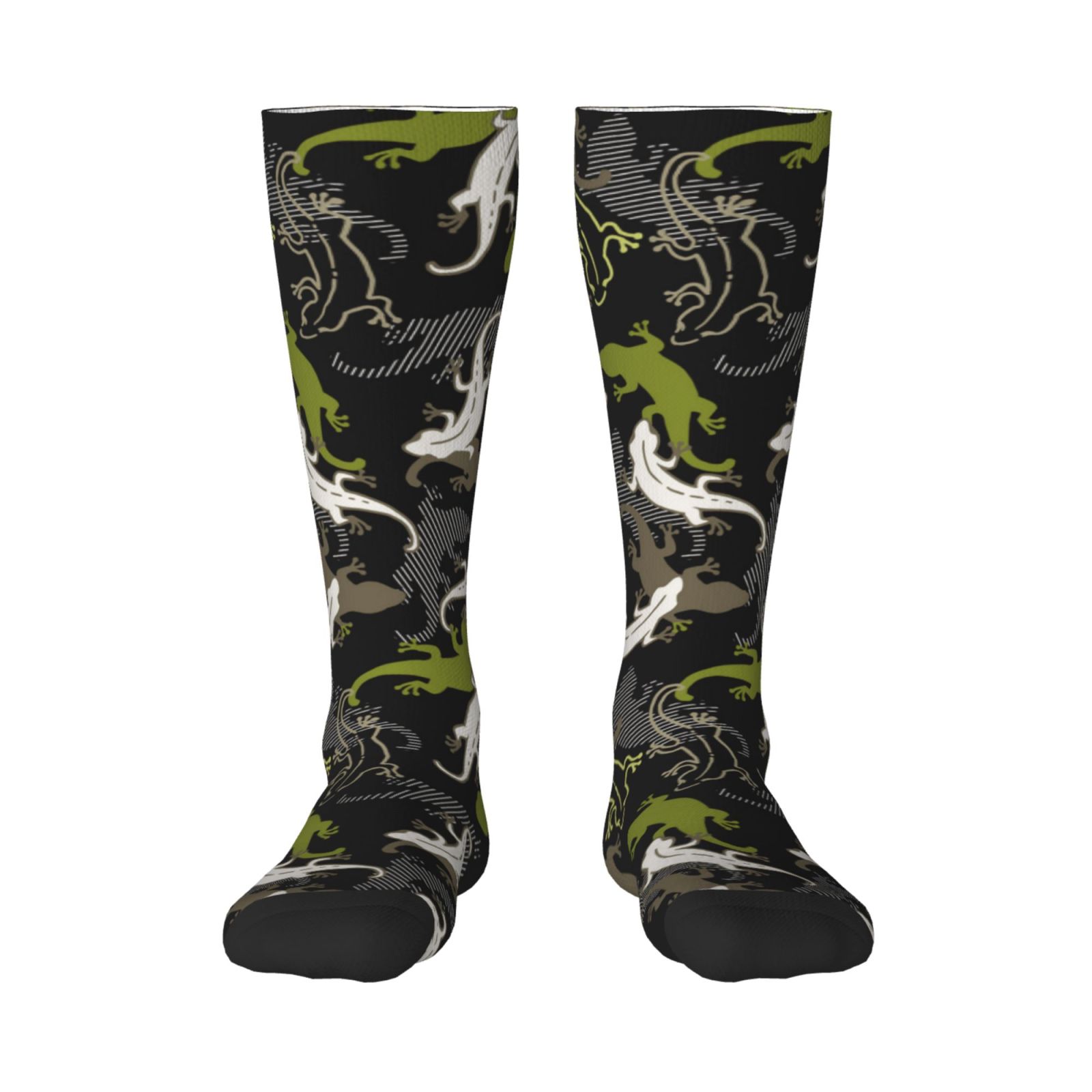 Knee High Socks for Men and Women, Cartoon Cute Lizard Gecko Green ...