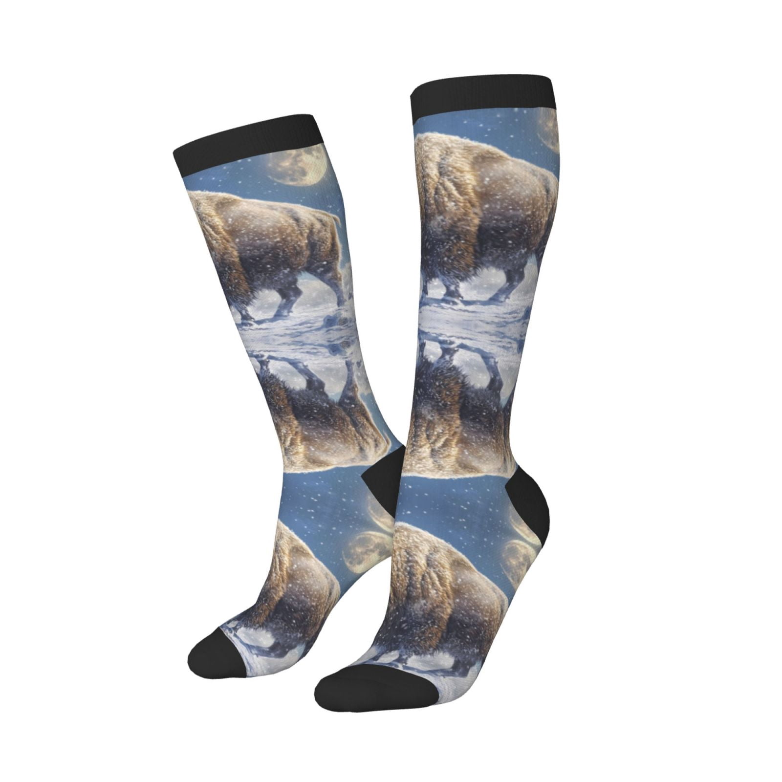 Knee High Socks for Men and Women, Full Moon Snowy Yak Althletic ...