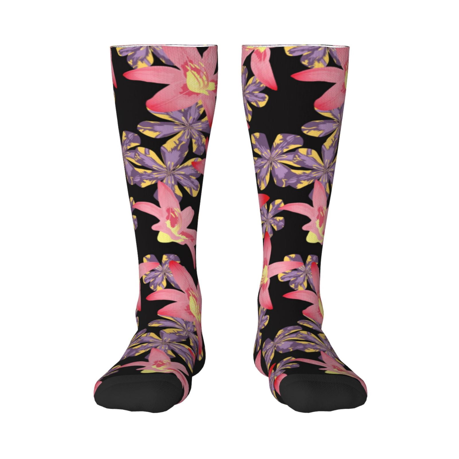 Knee High Socks for Men and Women, Purple Pink Lilies Flowers Althletic ...