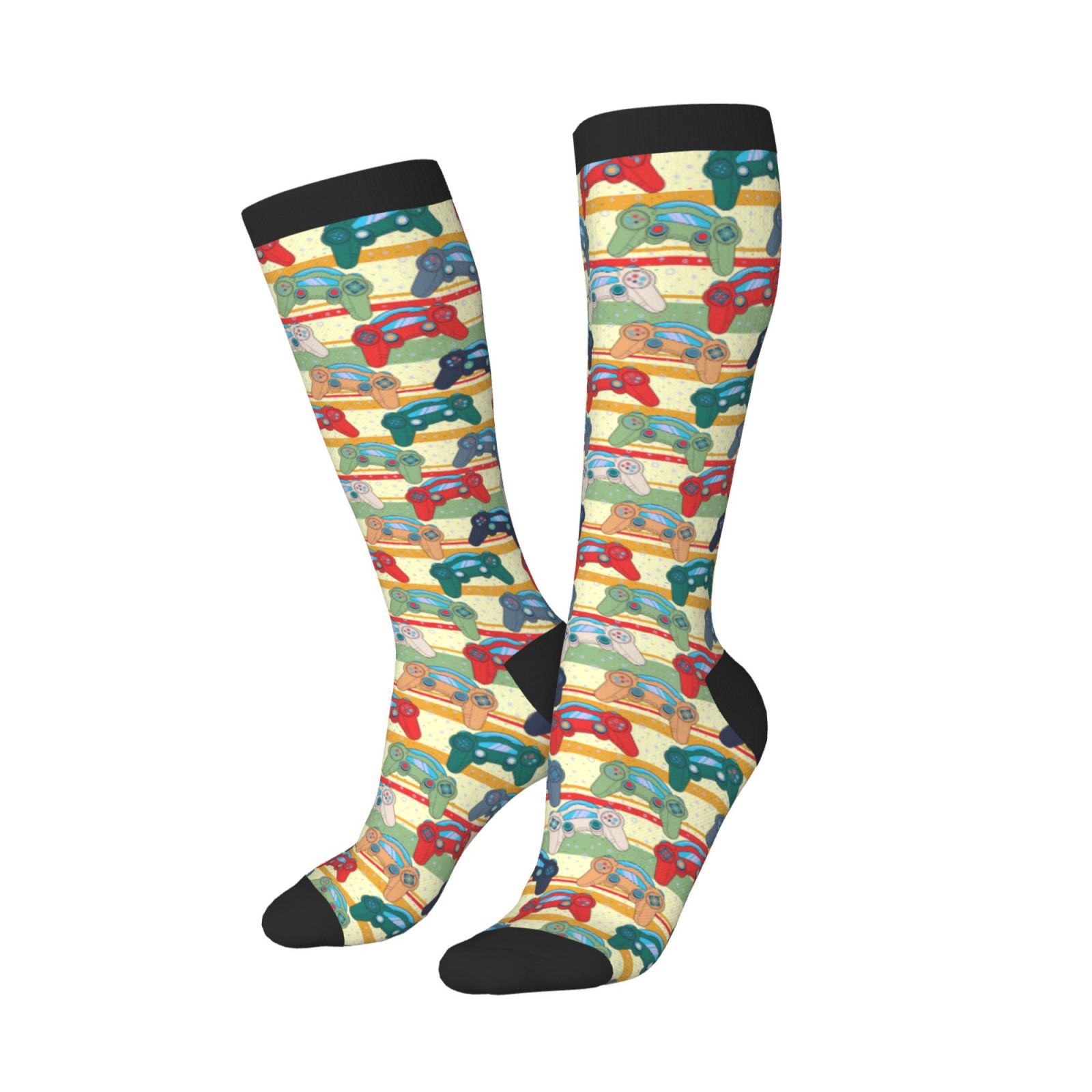 Knee High Socks for Men and Women, Retro With Joysticks Althletic ...