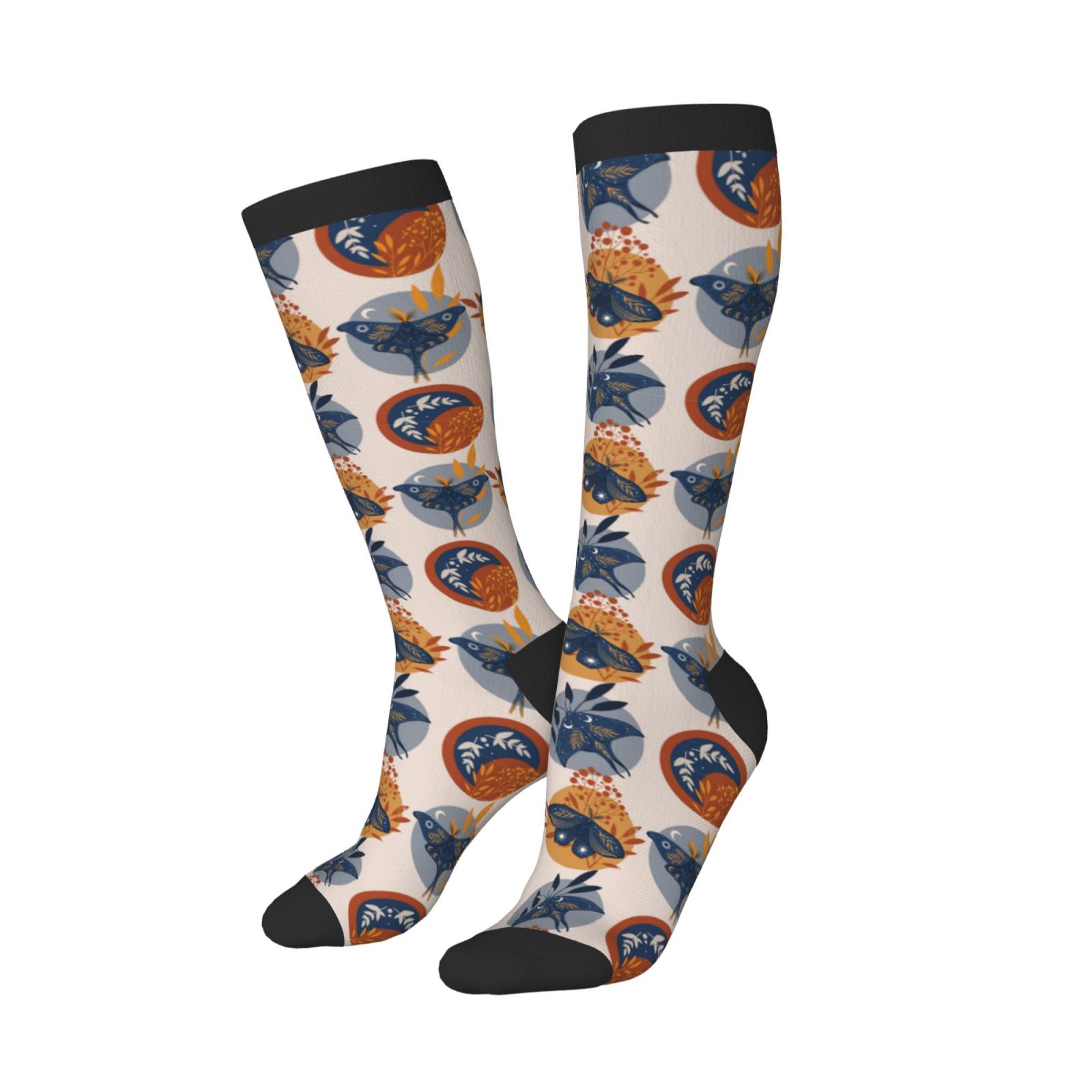 Knee High Socks for Men and Women, Vintage Botanical Butterfly Art ...
