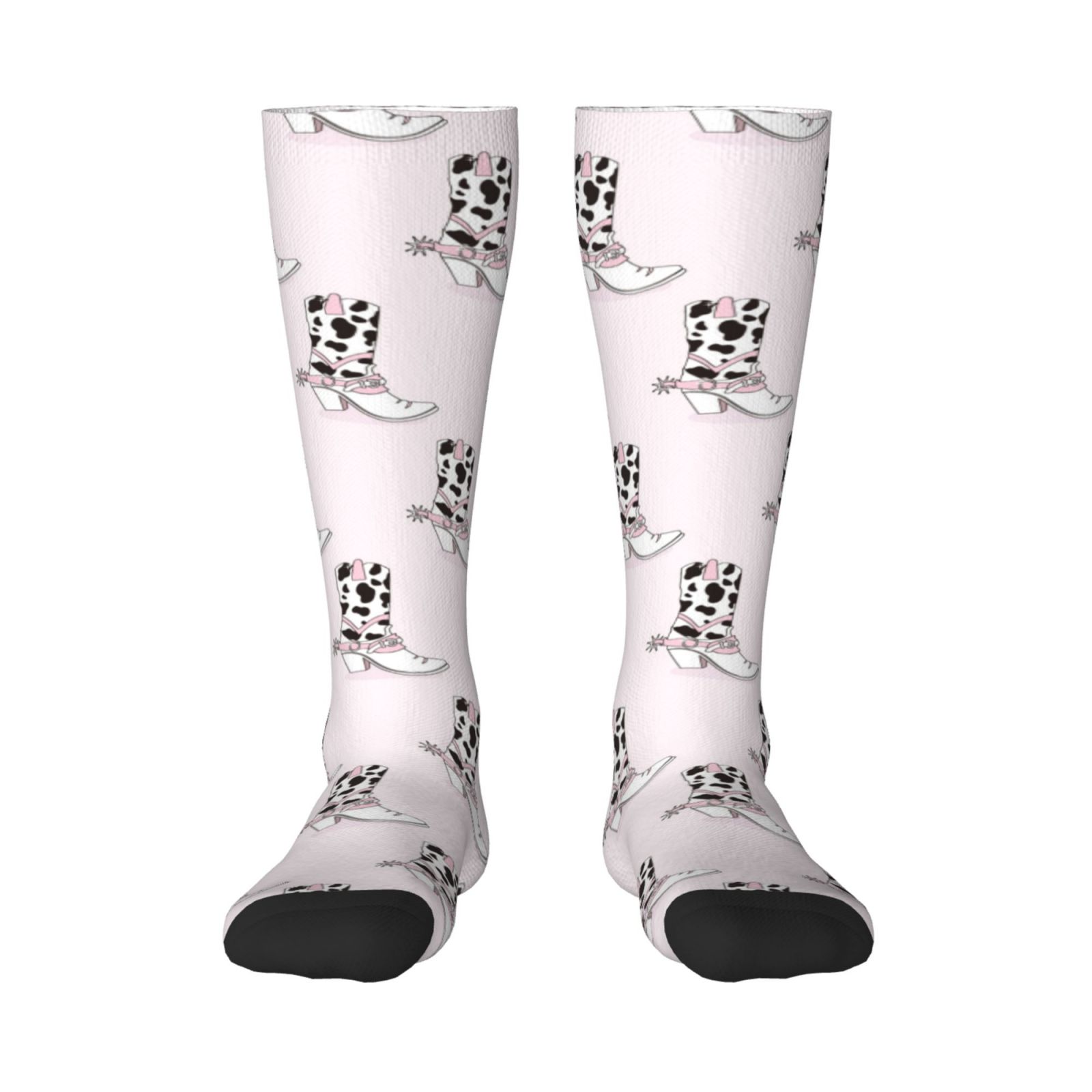 Knee High Socks - Modern Cartoon Cow Print Boots Softball Soccer Socks ...