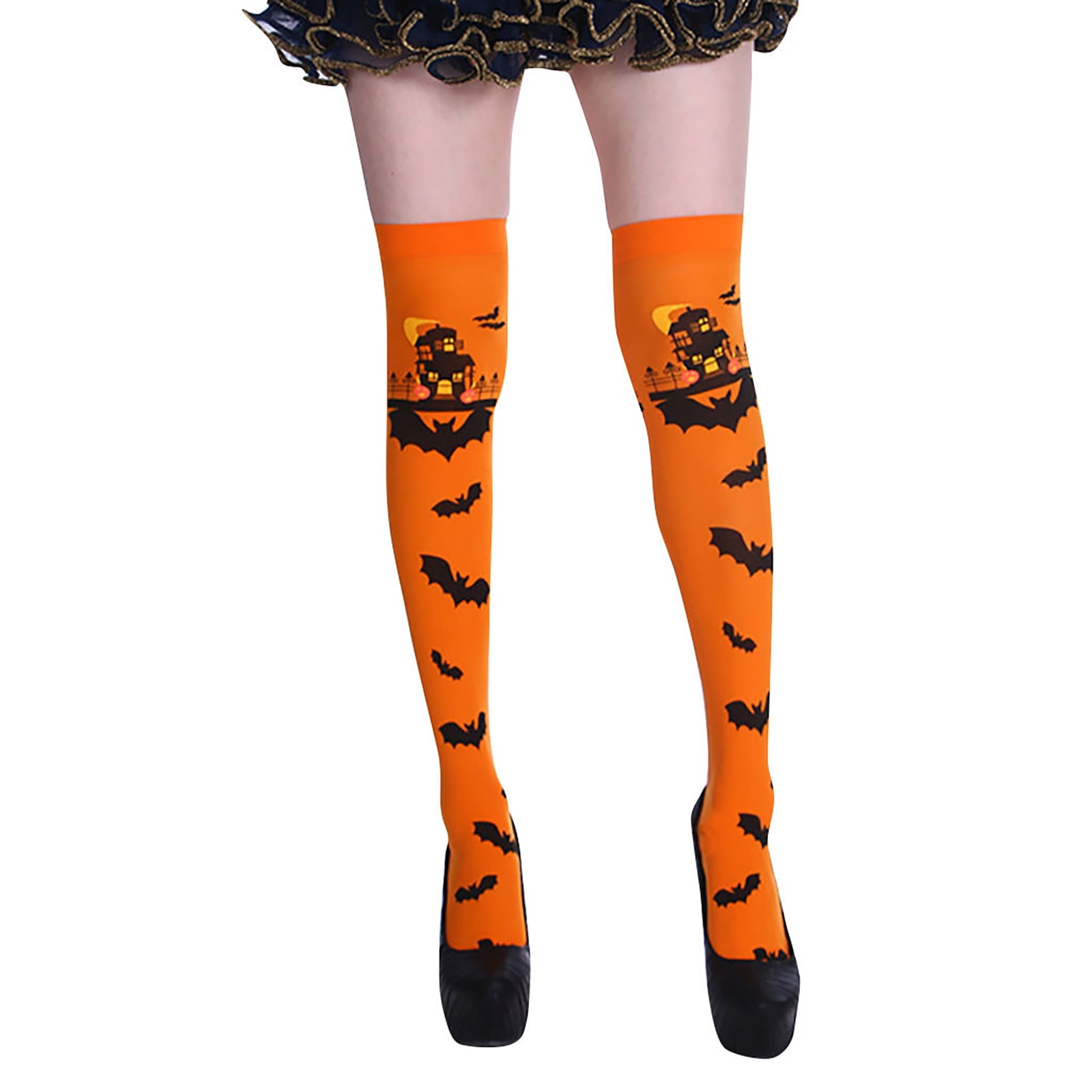 Knee High Stockings,Halloween Over - Knee Socks with Bat and Haunted ...