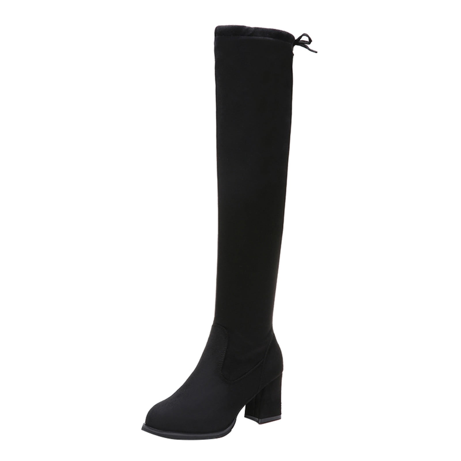 Knee High Tall Boots for Women Stretchy Round Toe Low Block Heel Dress ...