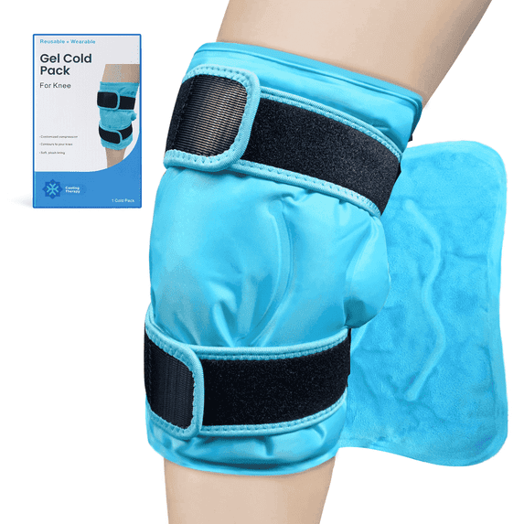 Knee Ice Pack for Injuries Reusable, Gel Ice Wrap with Cold Compress ...