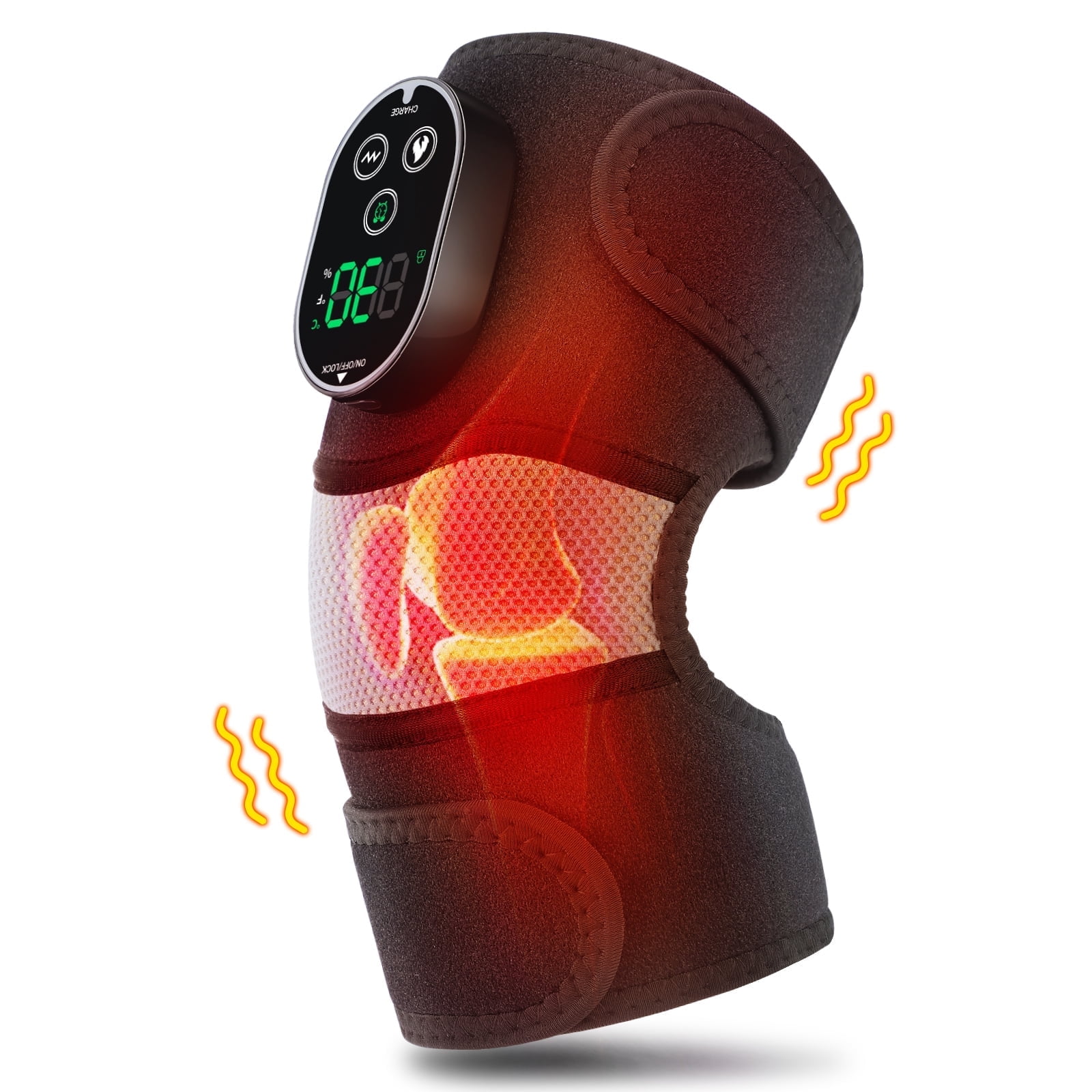 Knee Massage Brace with Heating & Vibration - 3-in-1 Ergonomic Support ...