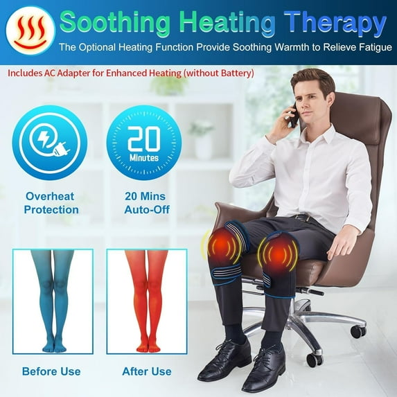Knee Massager with Heat & Vibration, Heating Pad for Knee Pain Relief ...
