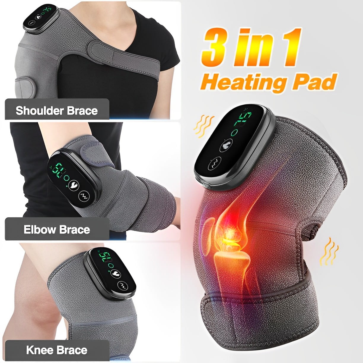 Cordless Heat Vibration Knee Massager with 3 Modes & Intensities for ...