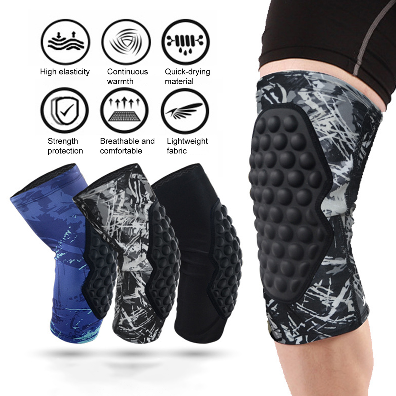 Knee Pad High Elasticity Moisture Wicking Quick Dry EVA Anti-collision ...