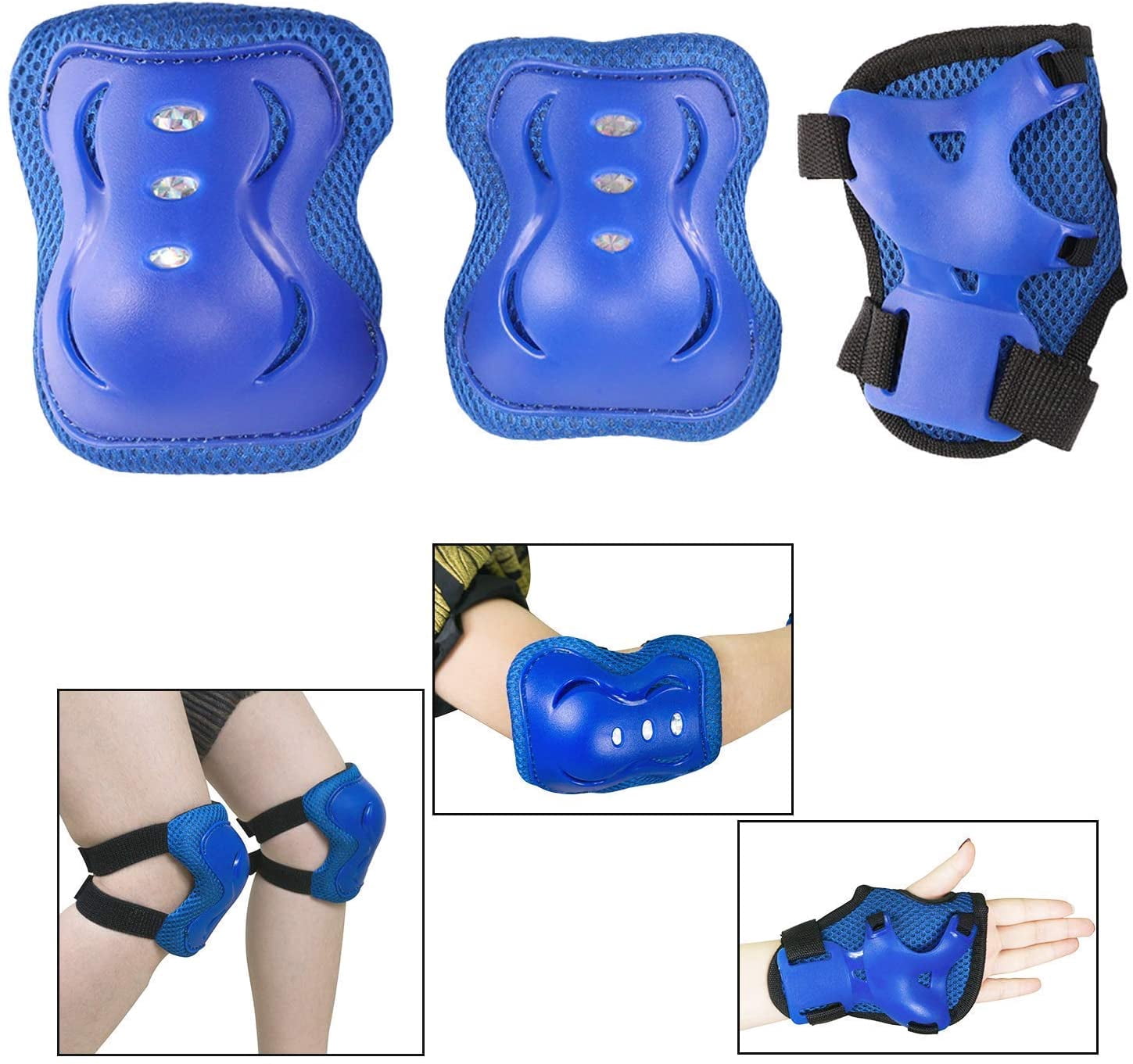 Knee Pads 6 Pieces Kids Knee and Elbow Pads Wrist Guards for Roller ...