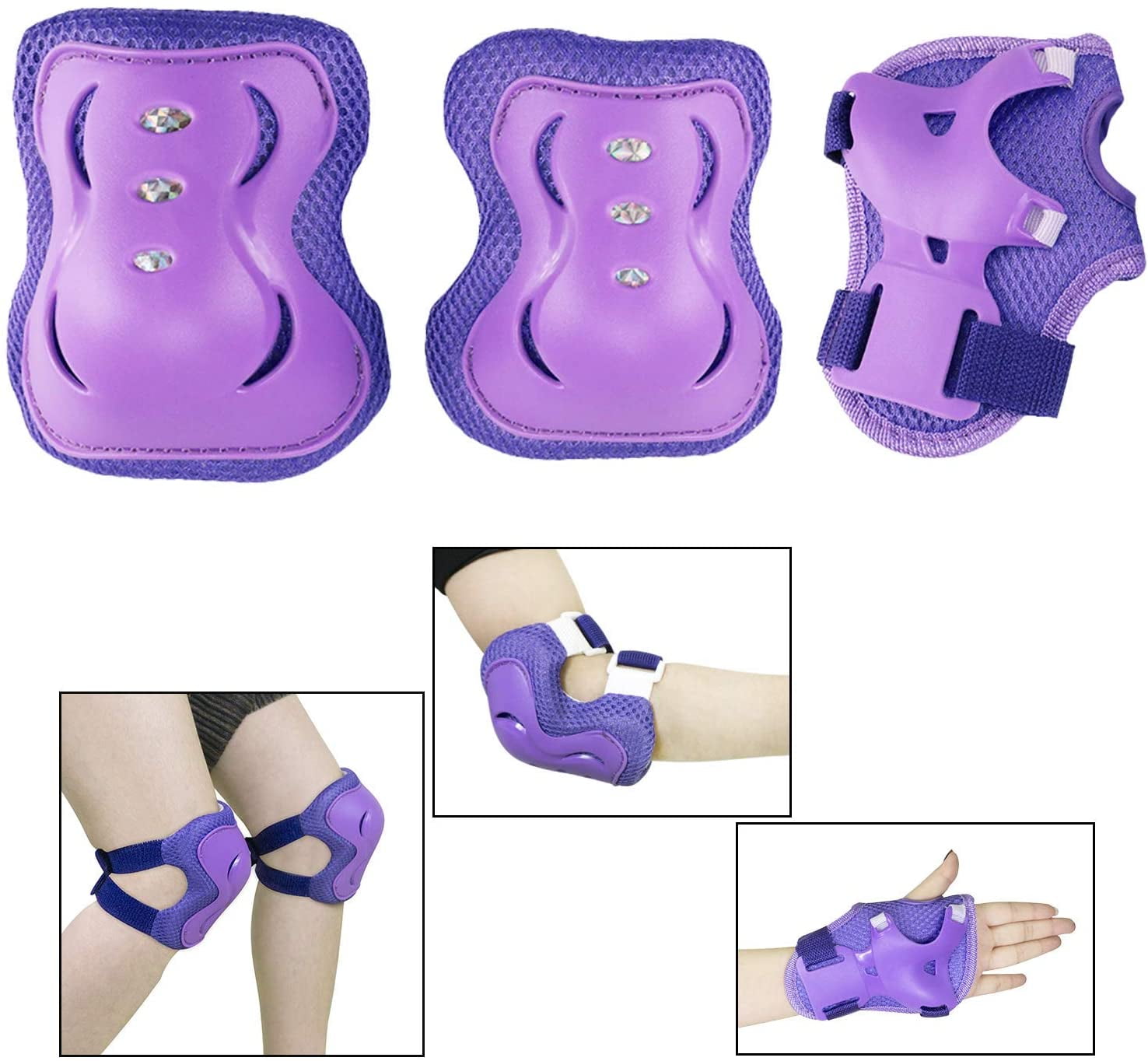 Children's Protective Gear Set: 6-Piece Knee, Elbow Pads & Wrist Guards ...