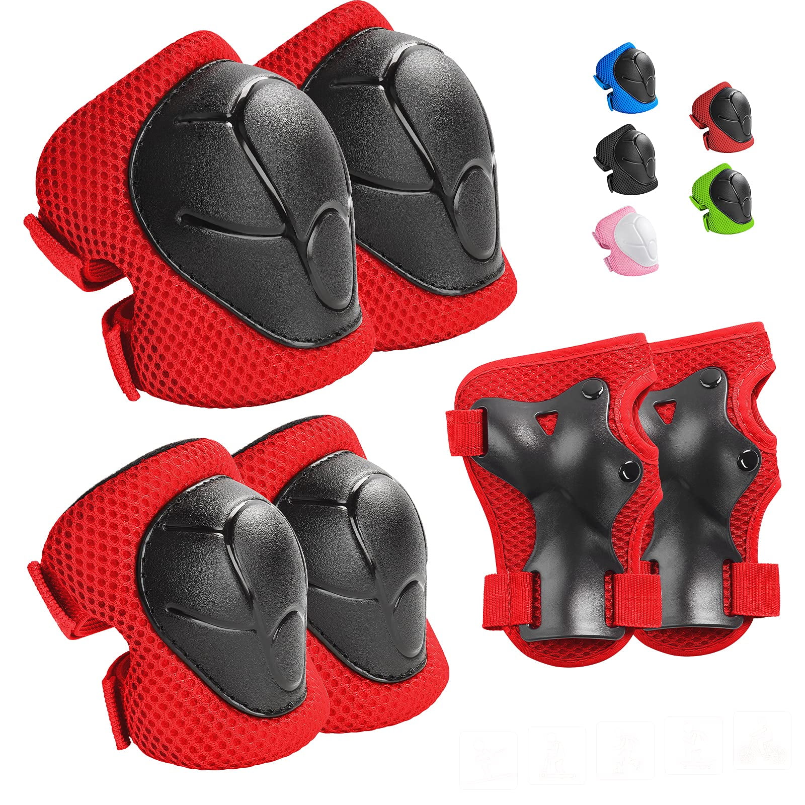 Knee Pads And Elbow Pads Set with Wrist Guard for Kids 3-9 Years ...