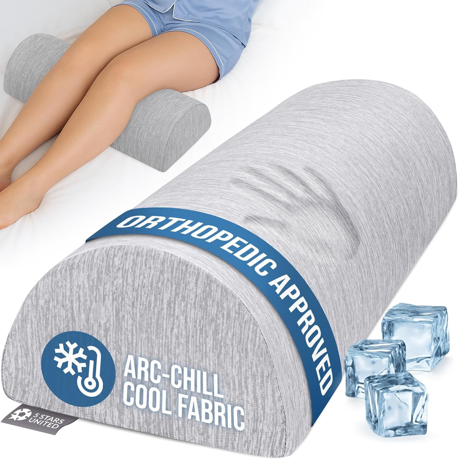 Knee Pillow for Back Sleeping – Cooling Cover - Memory Foam Cushion for ...