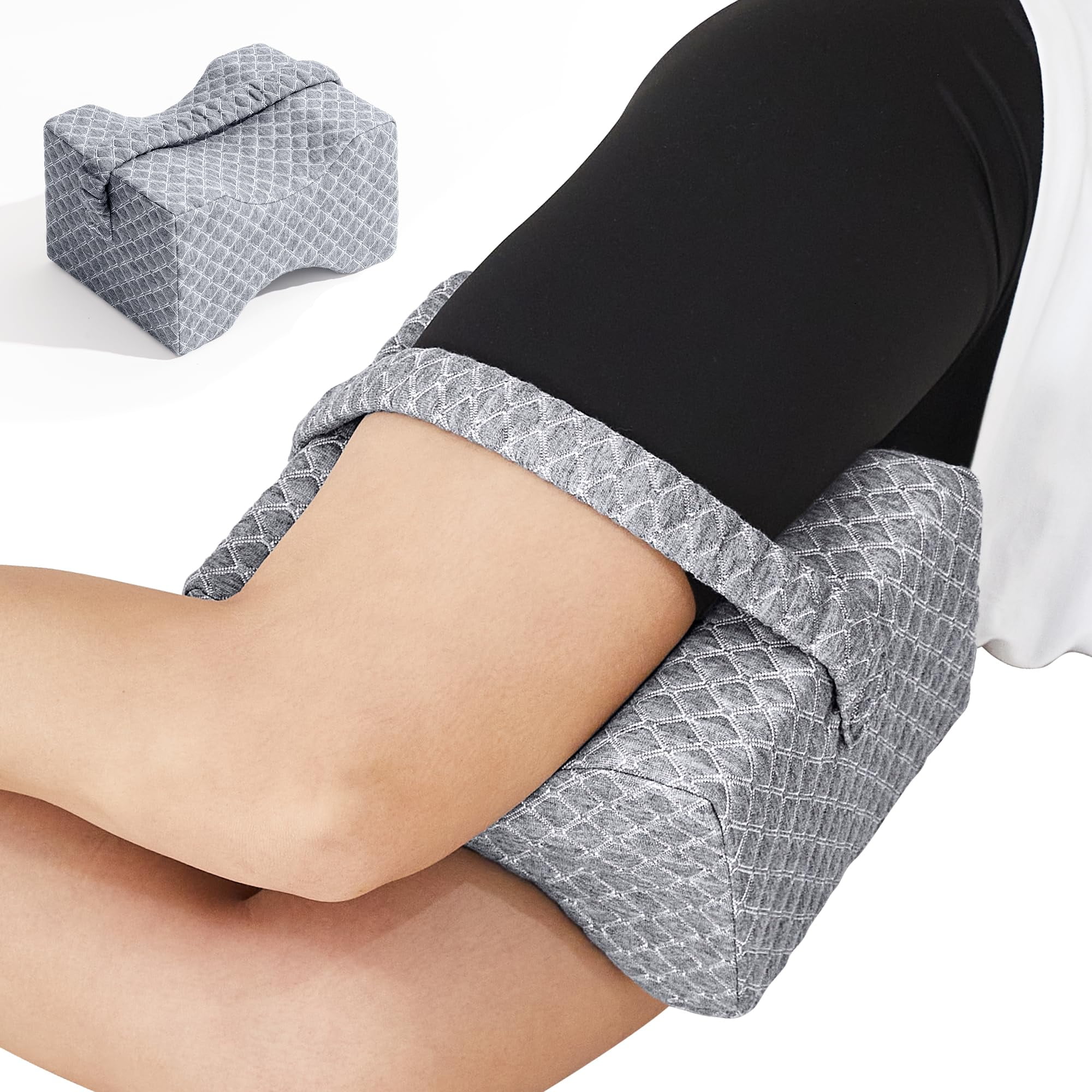 Knee Pillow for Side Sleepers and Back Pain Relief, Memory Foam Leg Pillow for Sciatica Hips ...