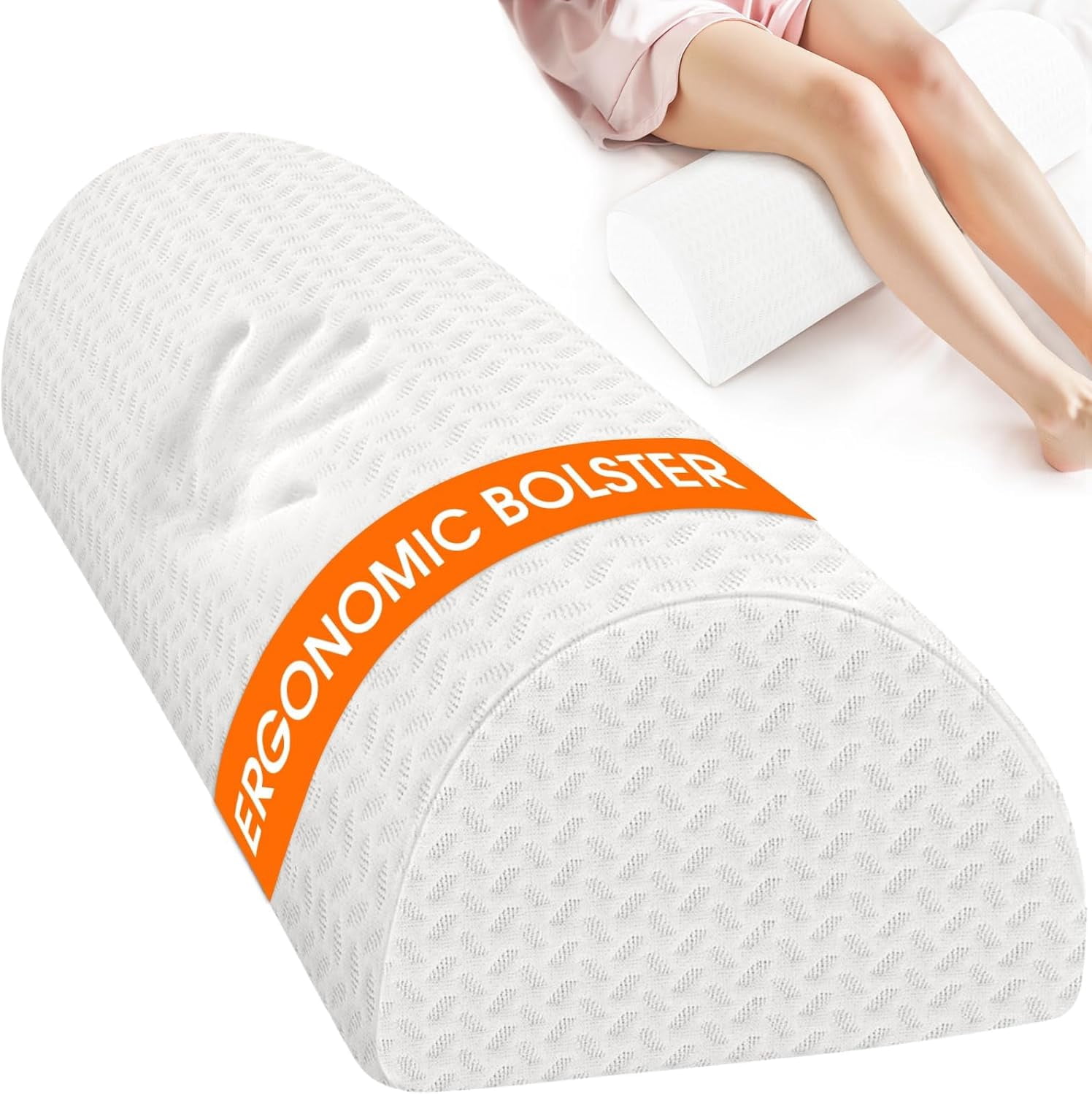 Knee Pillow for Side Sleepers, Half Moon Memory Foam Bolster Pillow for ...
