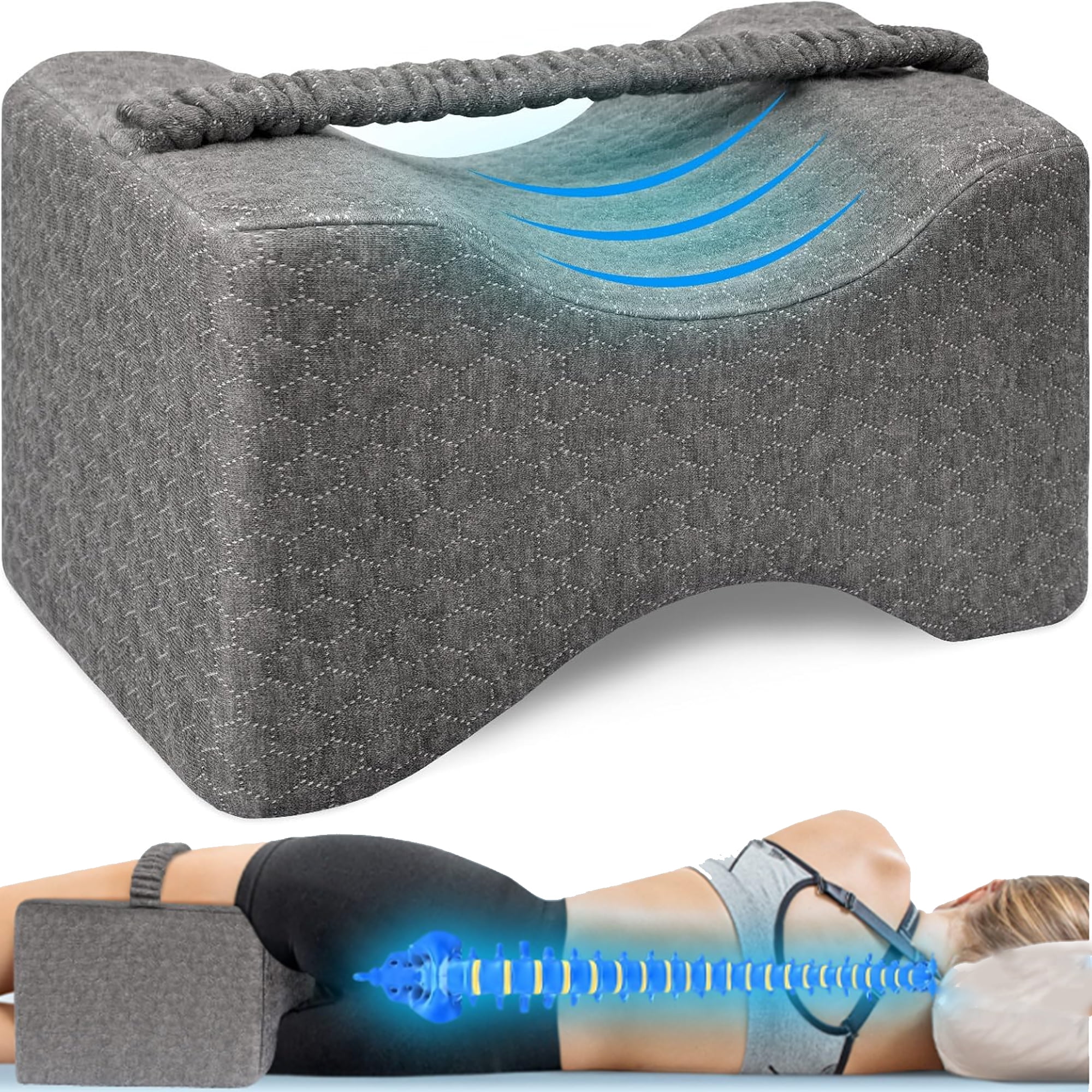 SOONHUA Leg Pillow for Side Sleepers, Ergonomic Contoured Knee Pillow ...