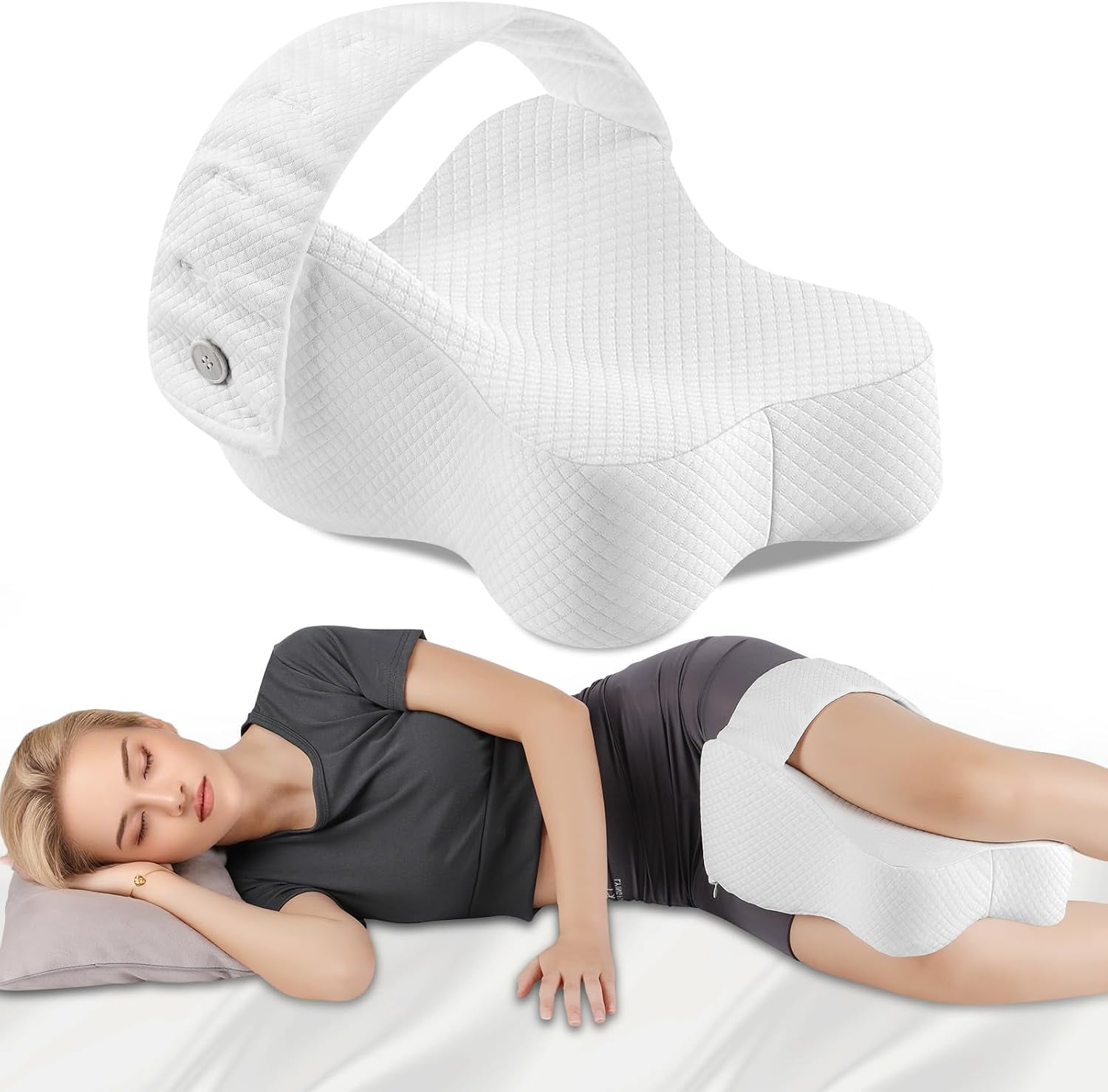 Knee Pillow for Side Sleepers, Memory Foam LegPillow Between Knees ...