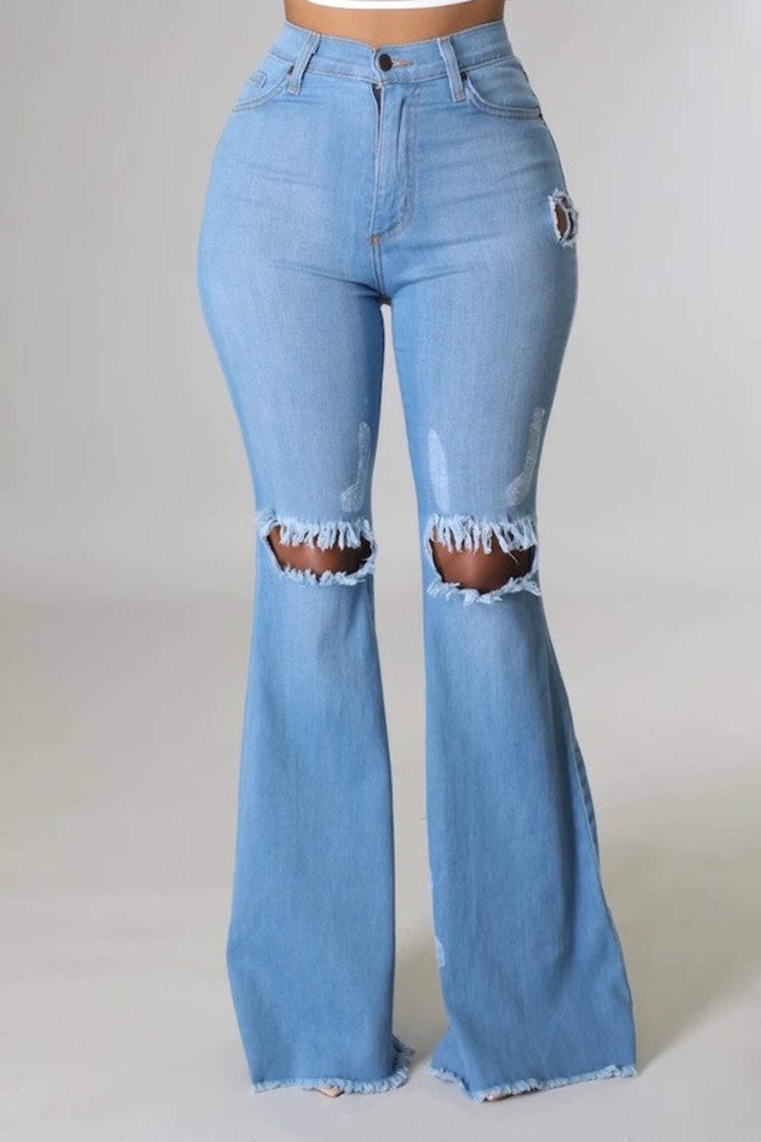 Knee Rip Flare Jean in Medium Wash - Walmart.com