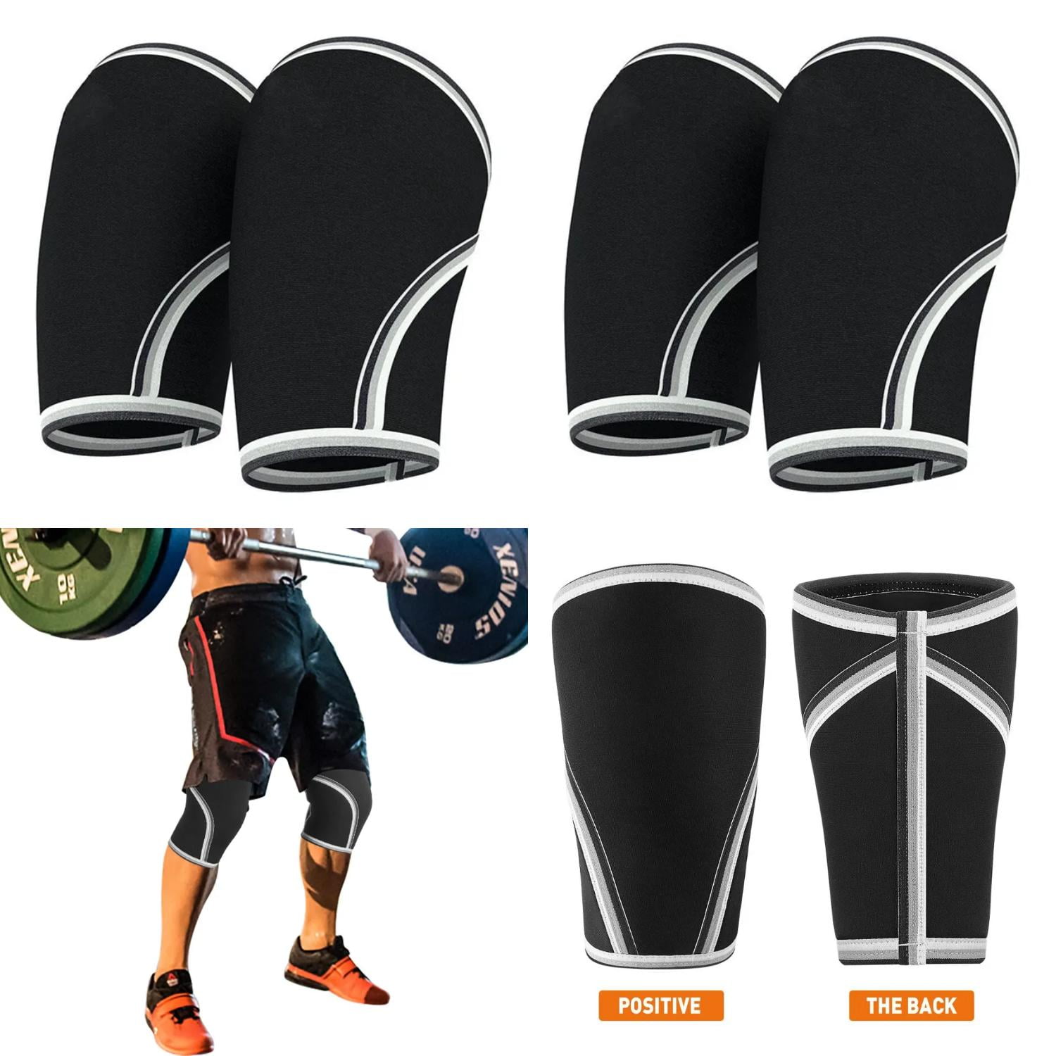 Knee Sleeves (Pair) 7MM Neoprene Compression Knee Braces Heavy-Lifting ...