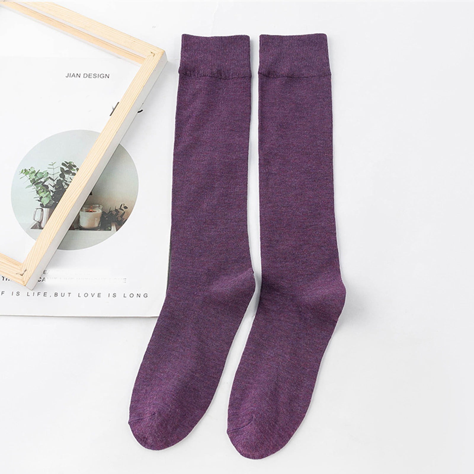 Over The Knee Socks, Women's Long Socks, Pure Color Scrunch Socks ...