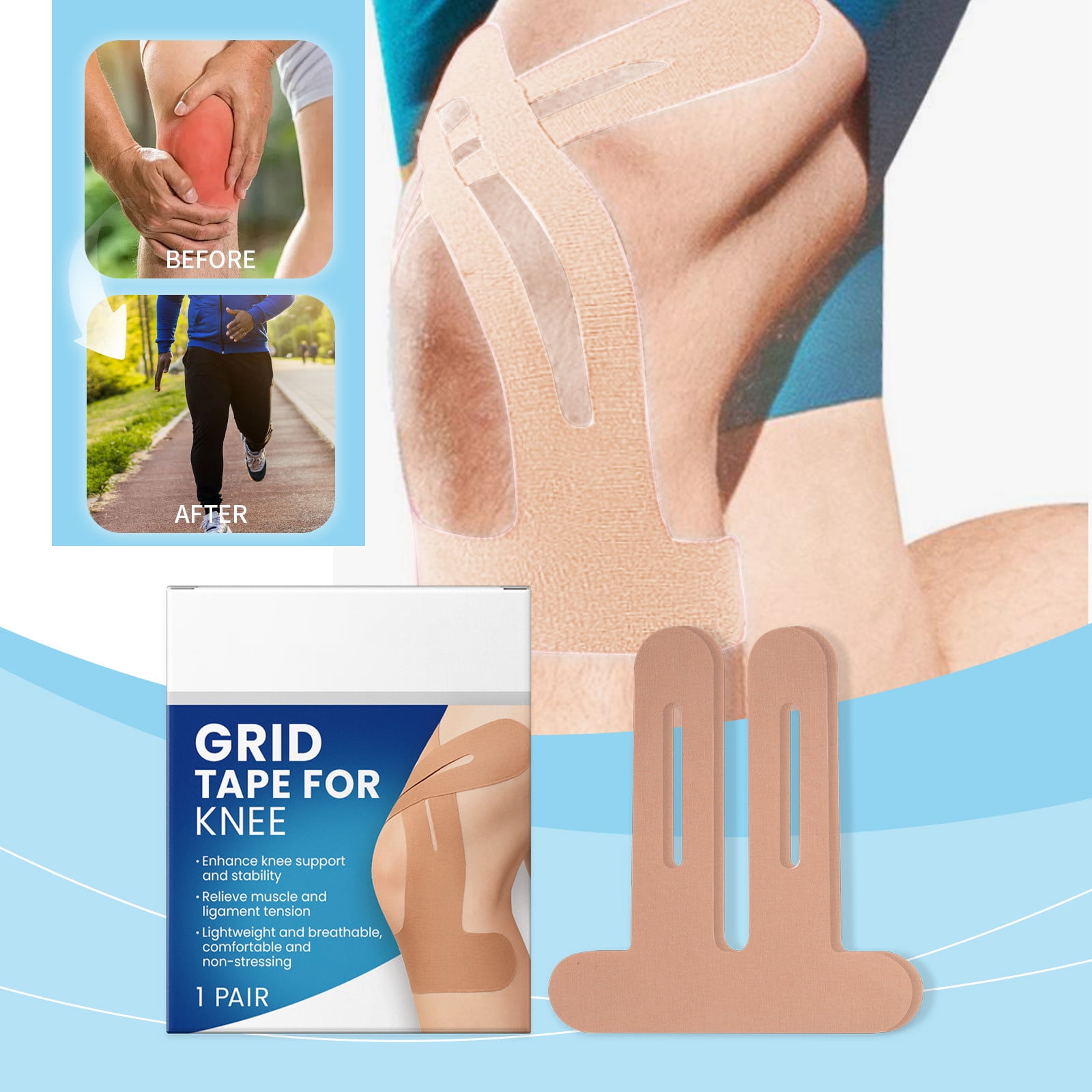 Knee Sports Tape Pre-Cut Muscle Patch | Waterproof Elastic Physio Tape ...