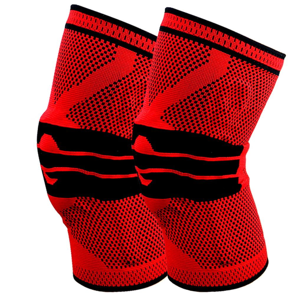 Knee Support Compression Sleeve with Side Stabilizers and Silicone ...