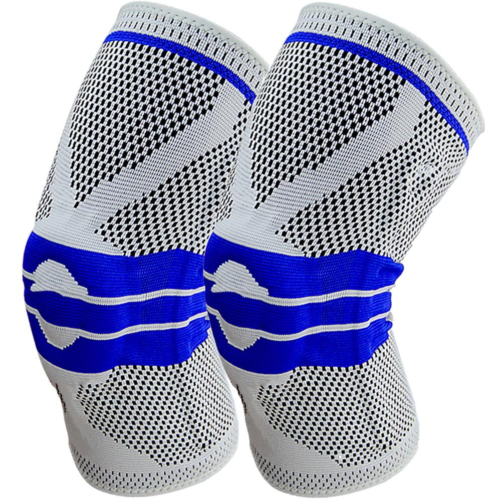 Knee Support Compression Sleeve with Side Stabilizers and Silicone ...