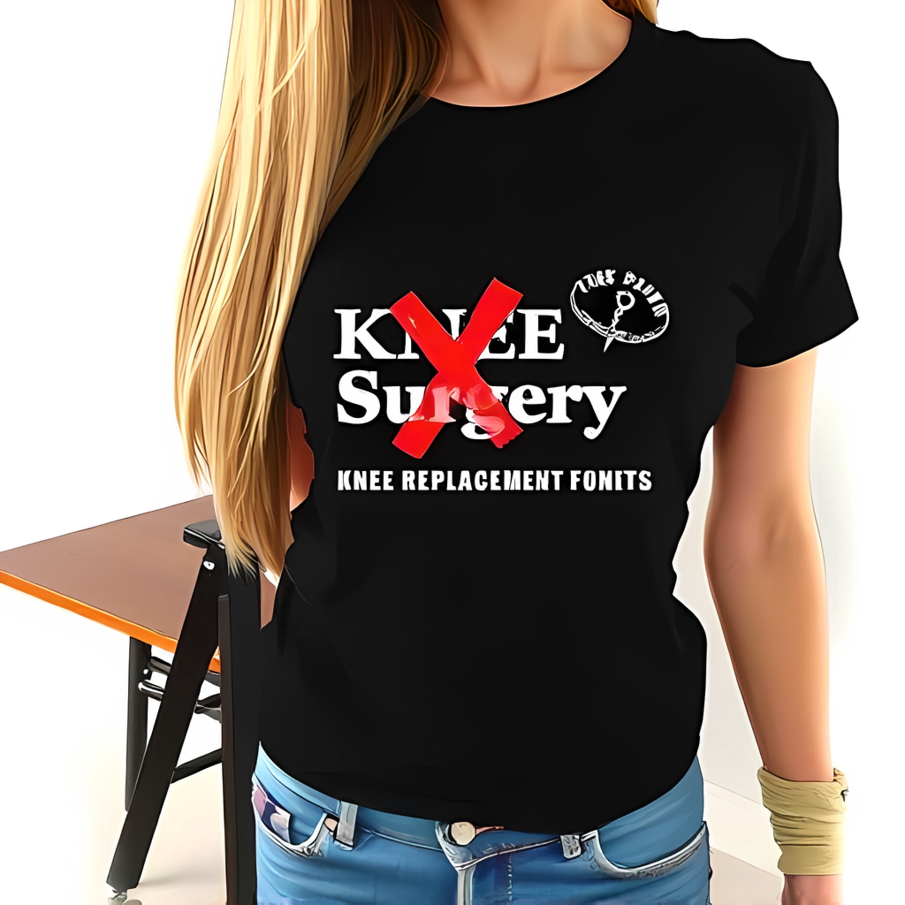 Knee Surgery Graphic Tee - Bold Red 'X' Over 'Surgery' with 'Knee ...