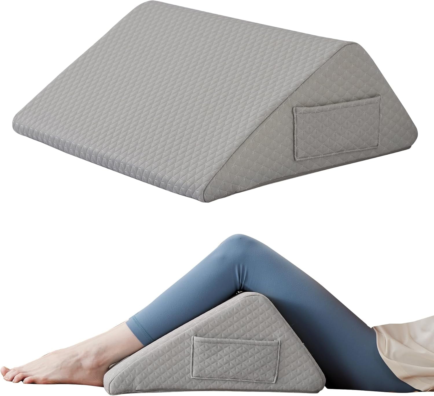 Knee Wedge Pillow for Back Pain Relief & Post Surgery, 8" Leg Elevation ...