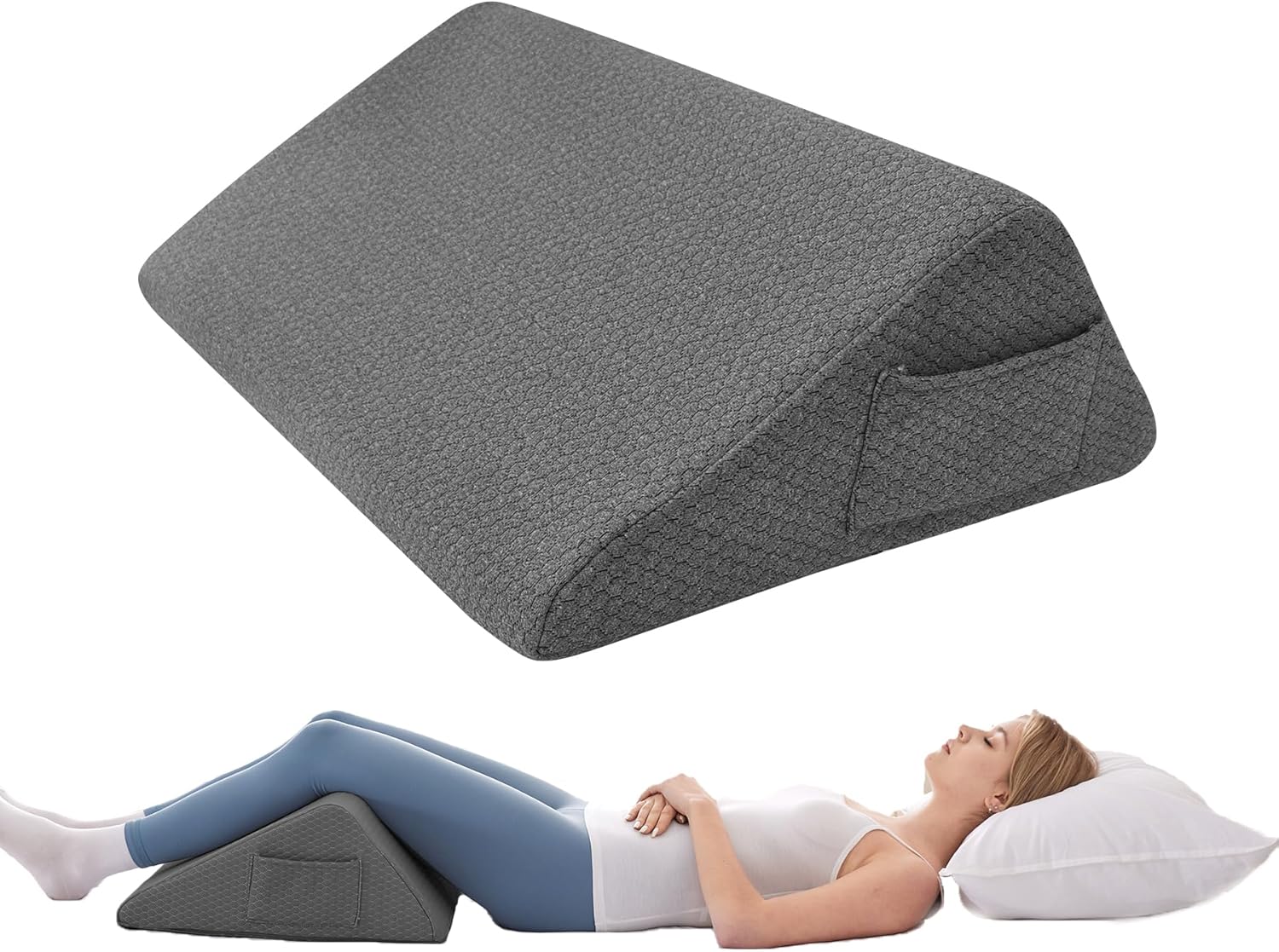 Knee Wedge Pillow, Memory Foam Leg Pillow Bed Wedge for Sleeping, Wedge ...