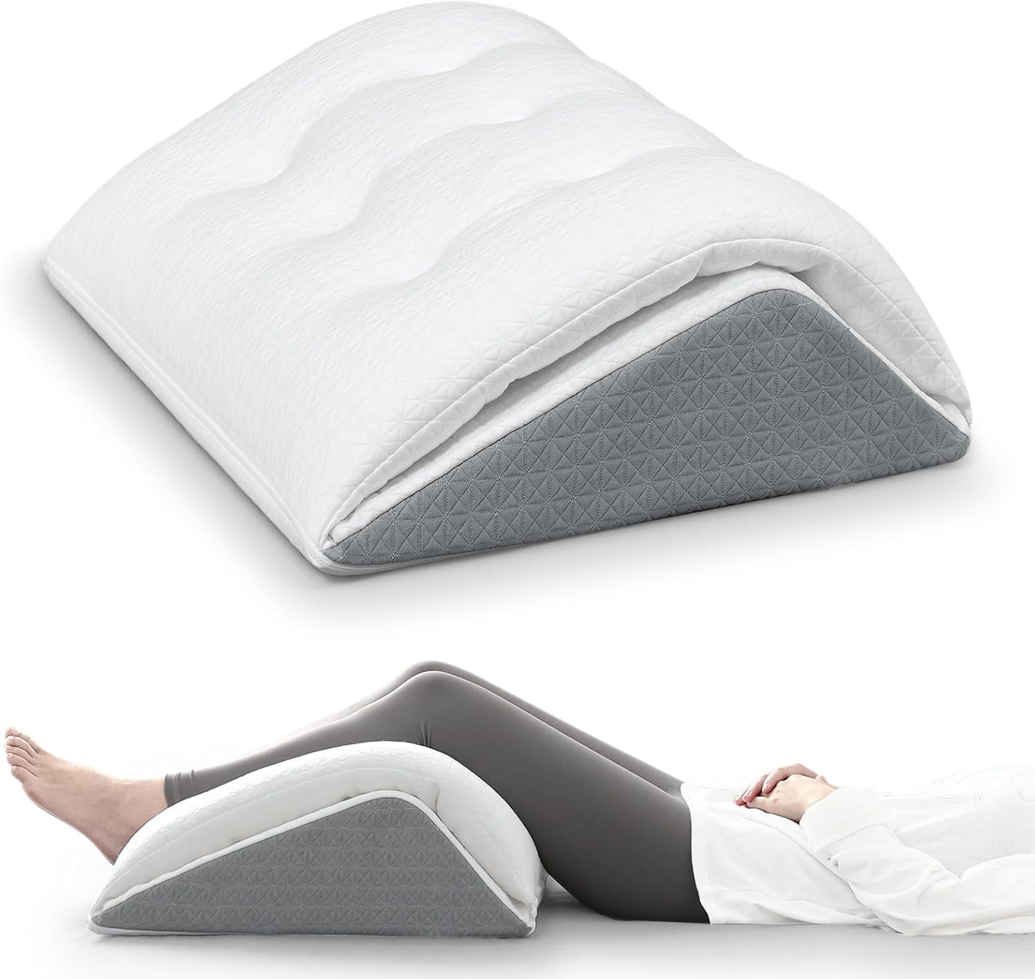 Knee Wedge Pillow, Patented Convertible Knee Pillow for Back Sleeping ...