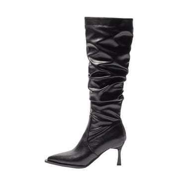 Maggie-38 Women's Synthetic Knee High Kitty Heels Wide Shaft Boots ...
